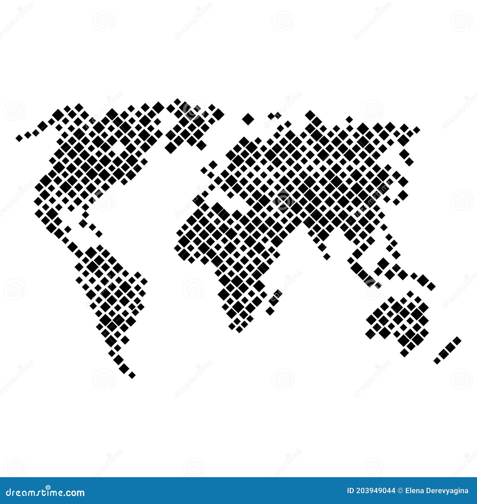 World Map from Pattern of Black Rhombuses of Different Sizes. Vector ...