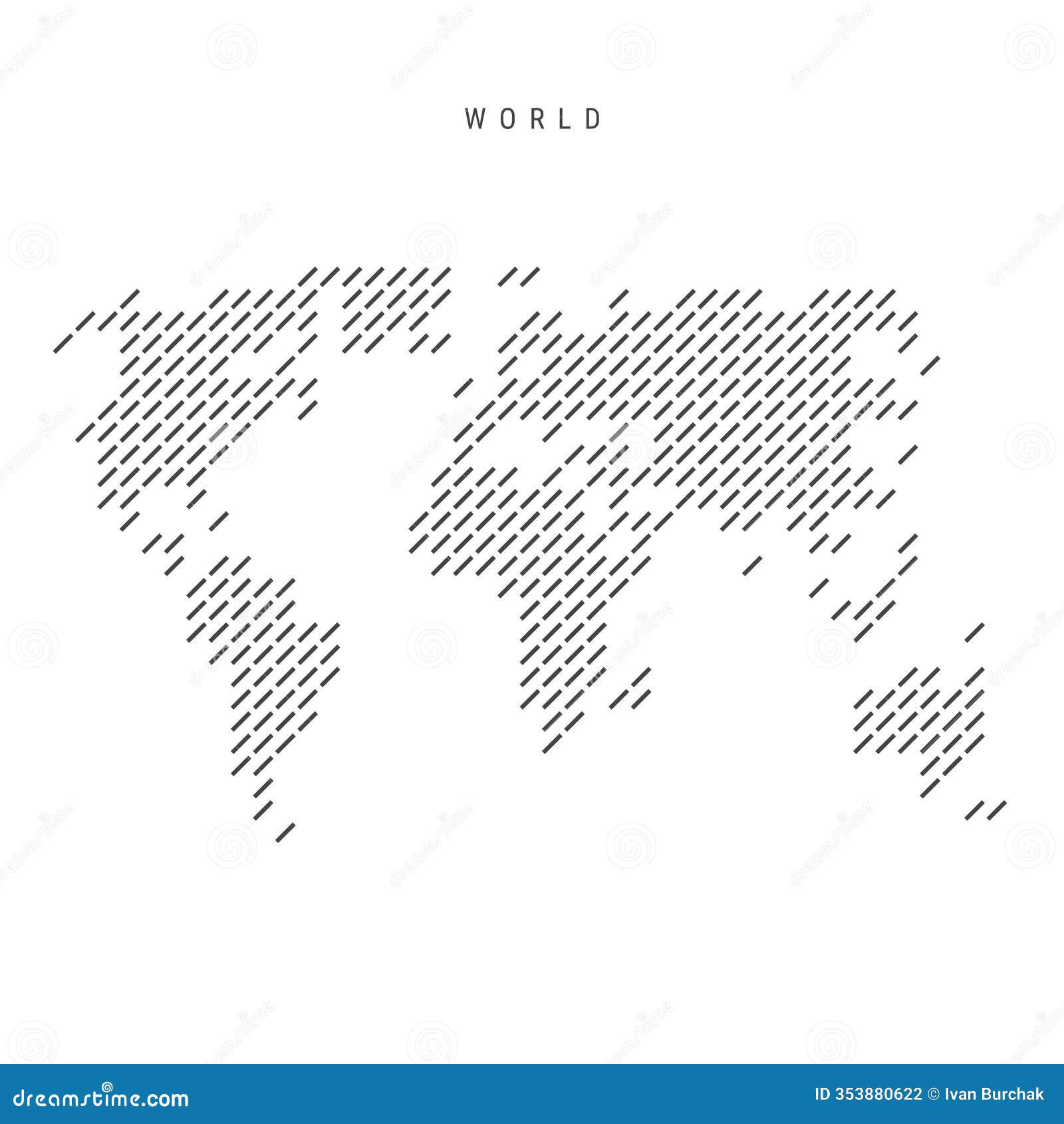 World Map from Pattern of Black Slanted Parallel Lines. Flat Vector ...