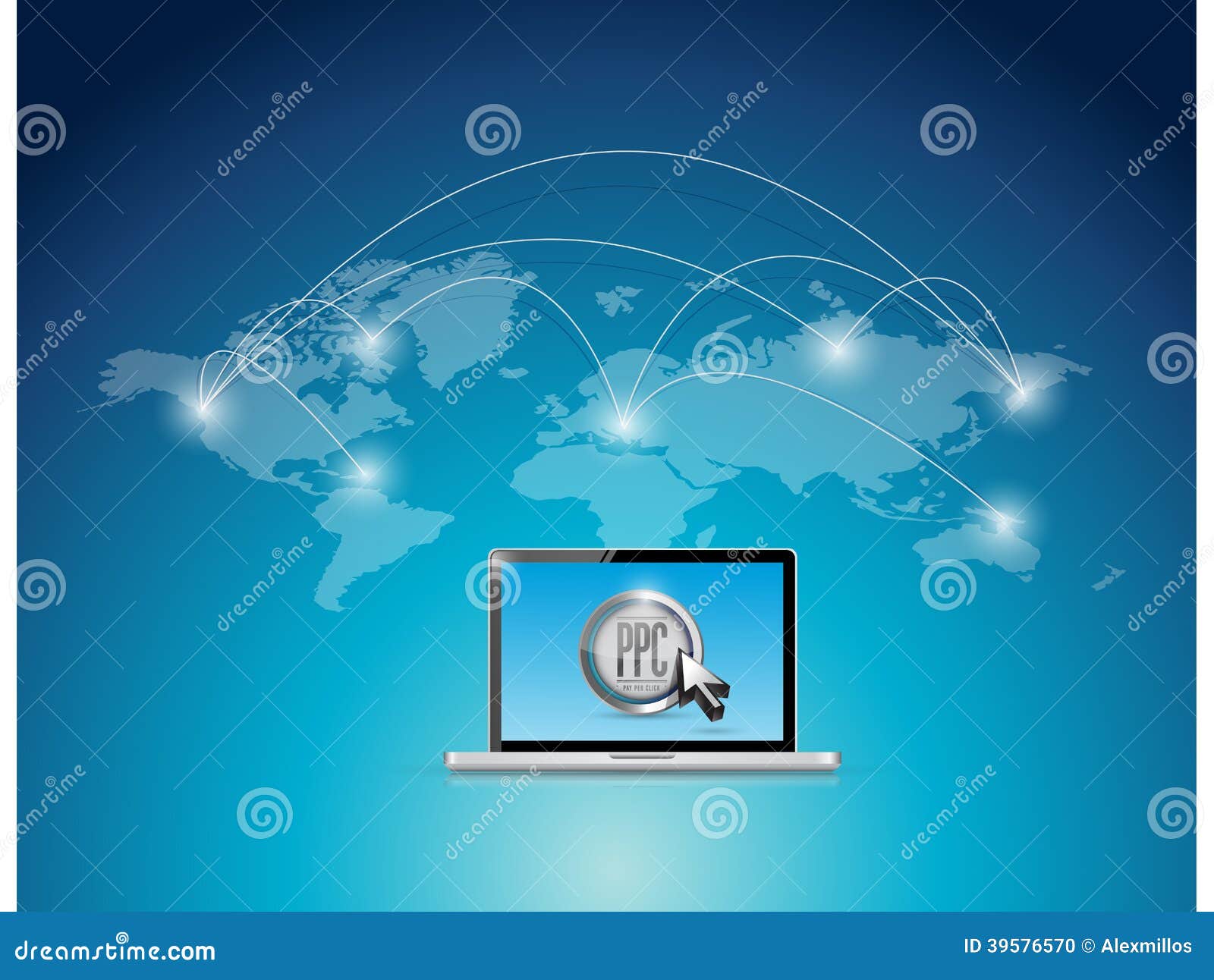 World Map Pay Per Click Concept Illustration Stock Illustration ...