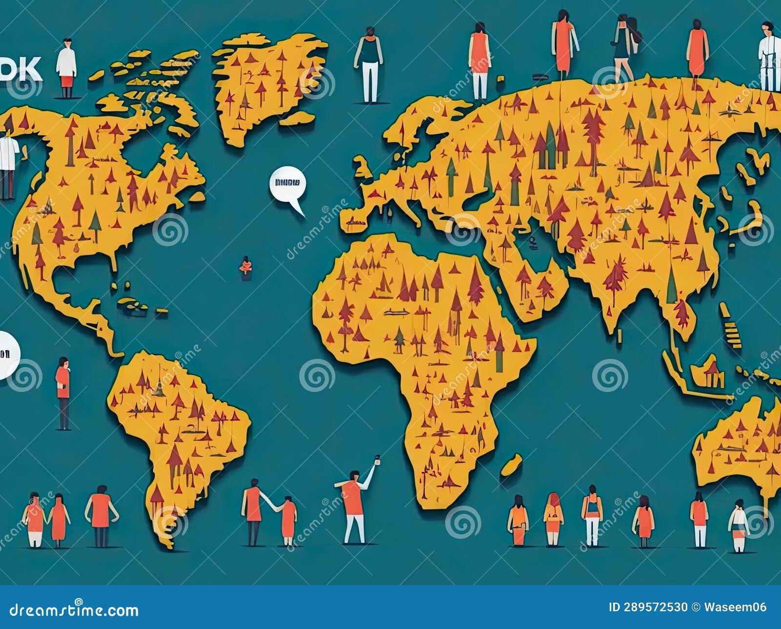 World Map with People As Concept of World Population Day Stock ...