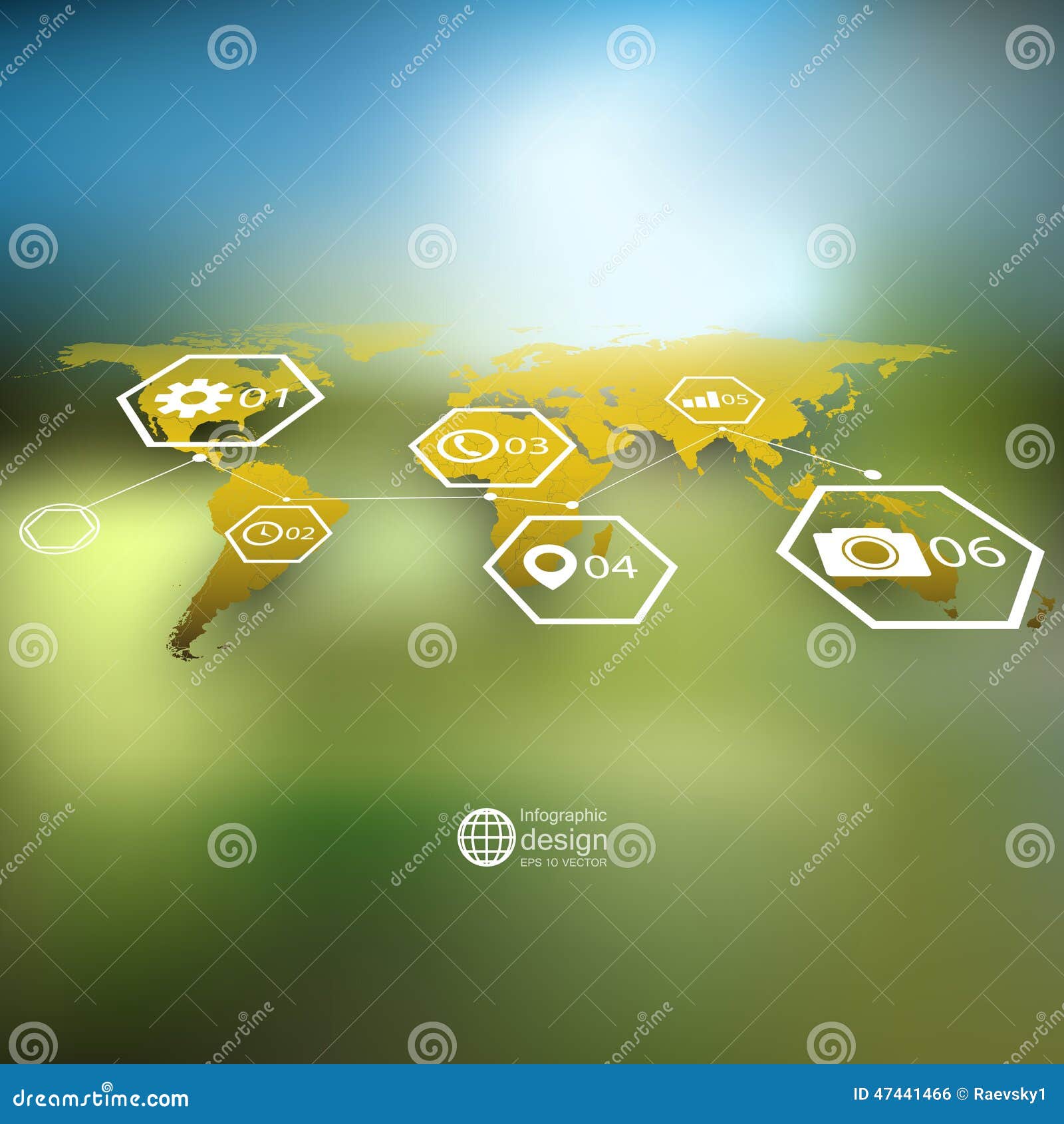World Map in Perspective, Blurred Infographic Stock Vector ...