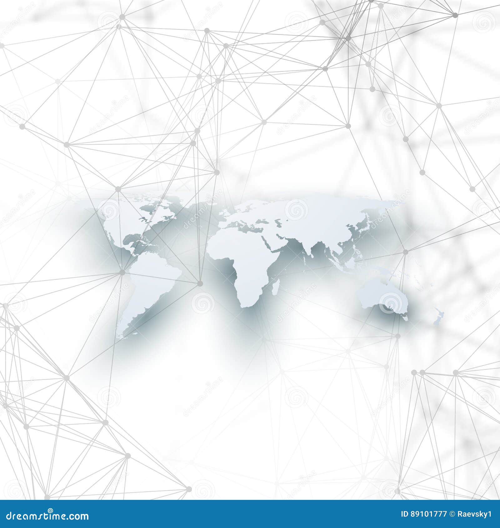 World Map in Perspective with Shadow on White. Abstract Global Network ...