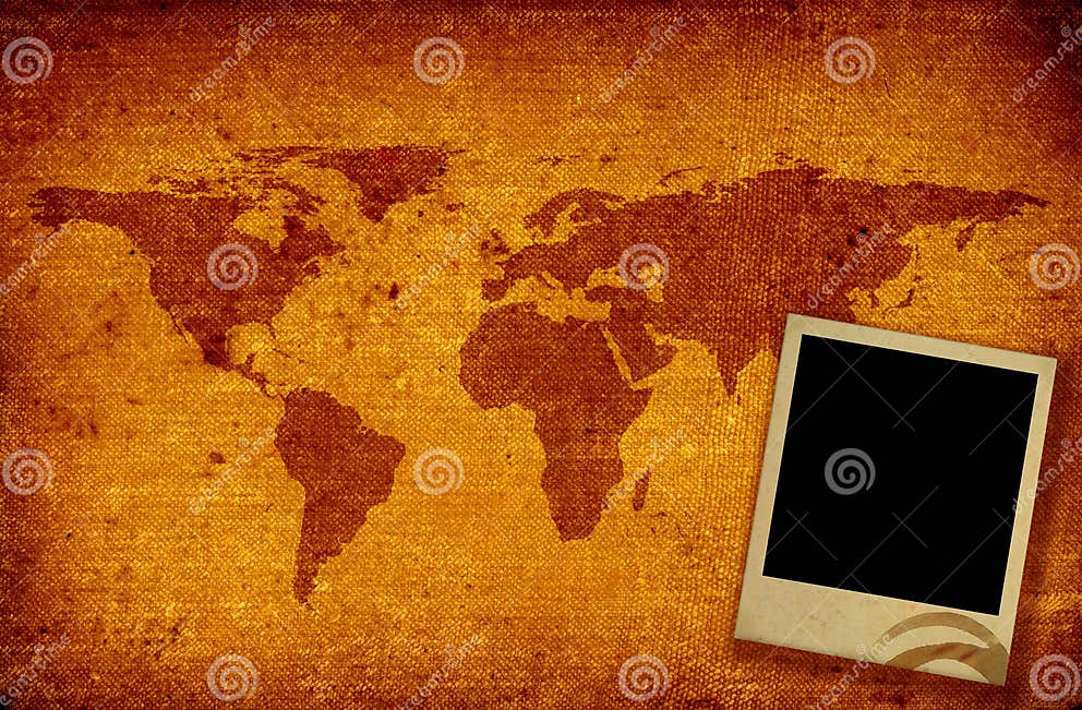 World map and photo frame stock photo. Image of copy, empty - 3607116