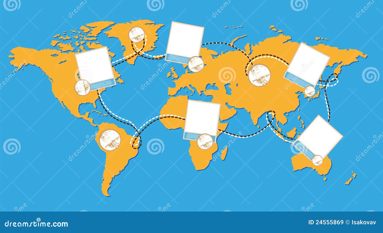World map with photos stock vector. Illustration of objects - 24555869