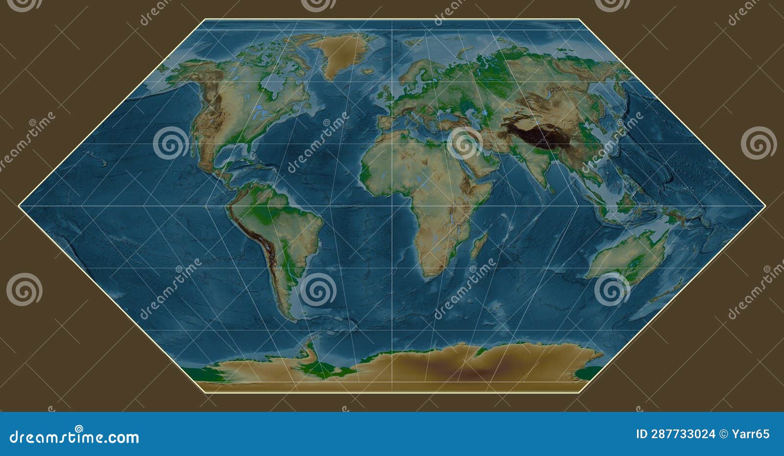 World Map. Physical. Eckert I Projection. Meridian: 0 Stock ...