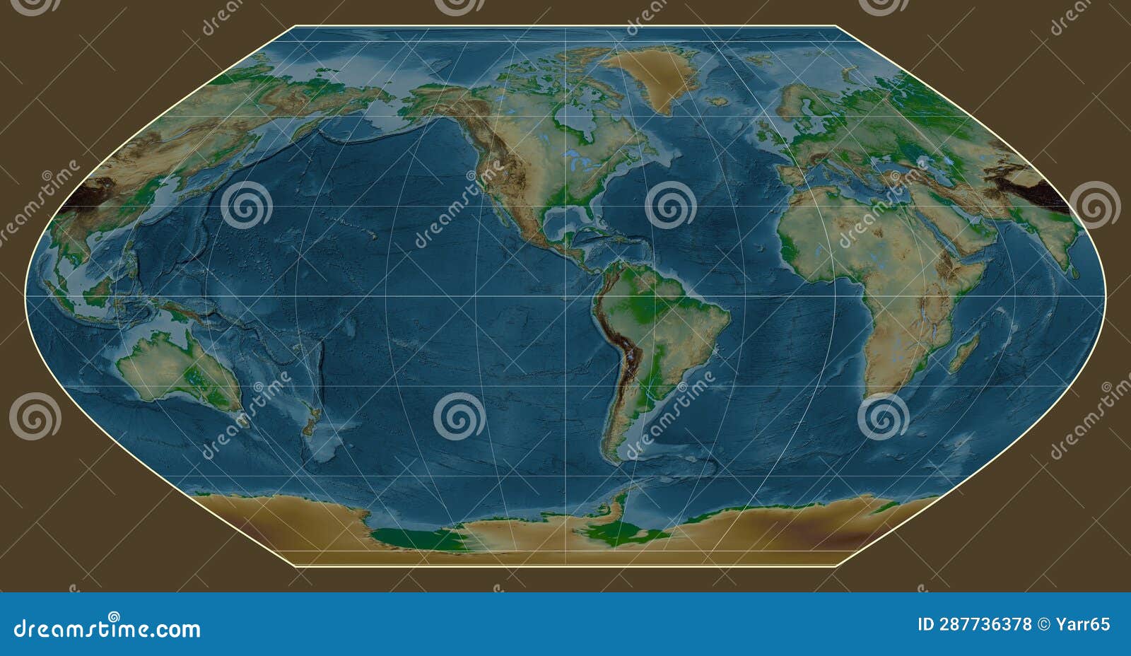 World Map. Physical. Winkel I Projection. Meridian: -90 West Stock ...