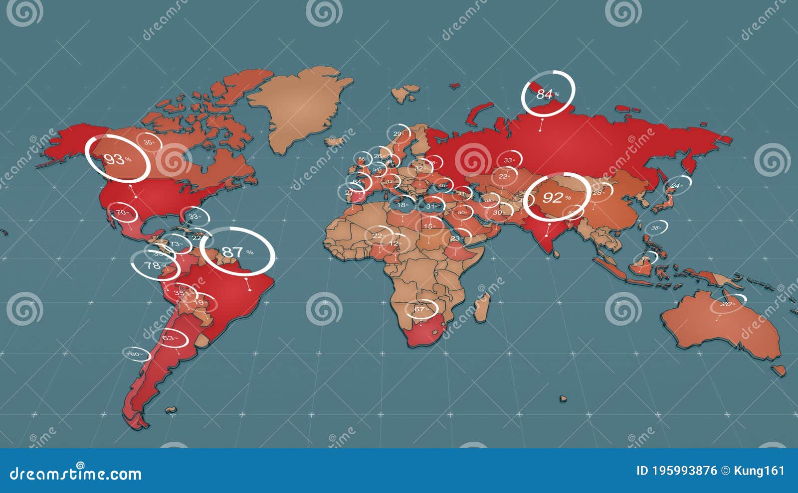 Map Pie Charts with Blue Background Stock Illustration - Illustration ...