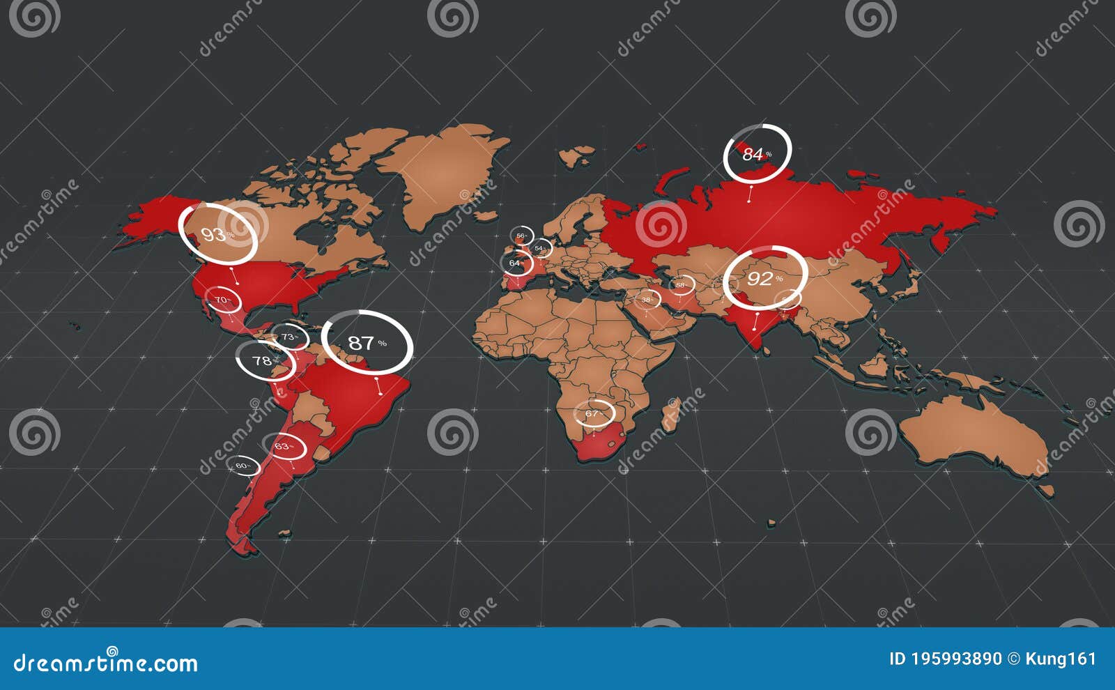 Map Pie Charts with Gray Background Stock Illustration - Illustration ...