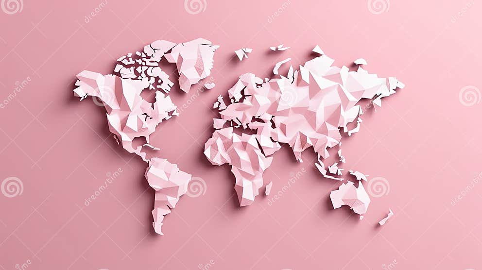 World Map Pink Art Background. Generative AI Stock Illustration ...