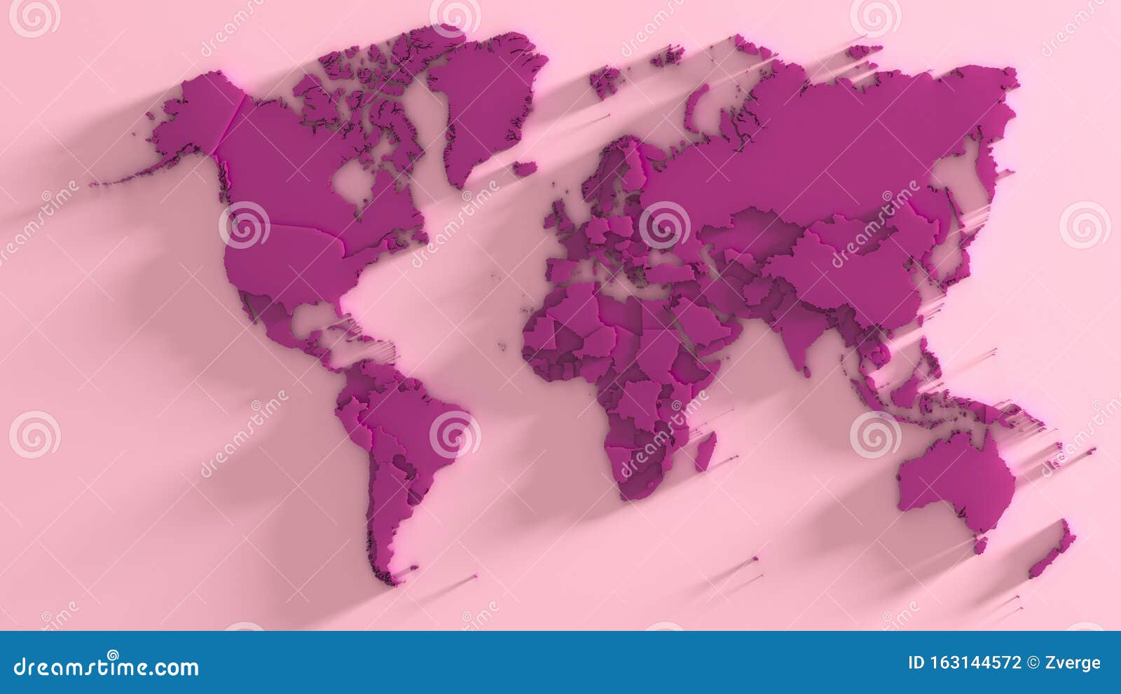 World Map. Pink Color. 3d Rendering Stock Illustration - Illustration ...