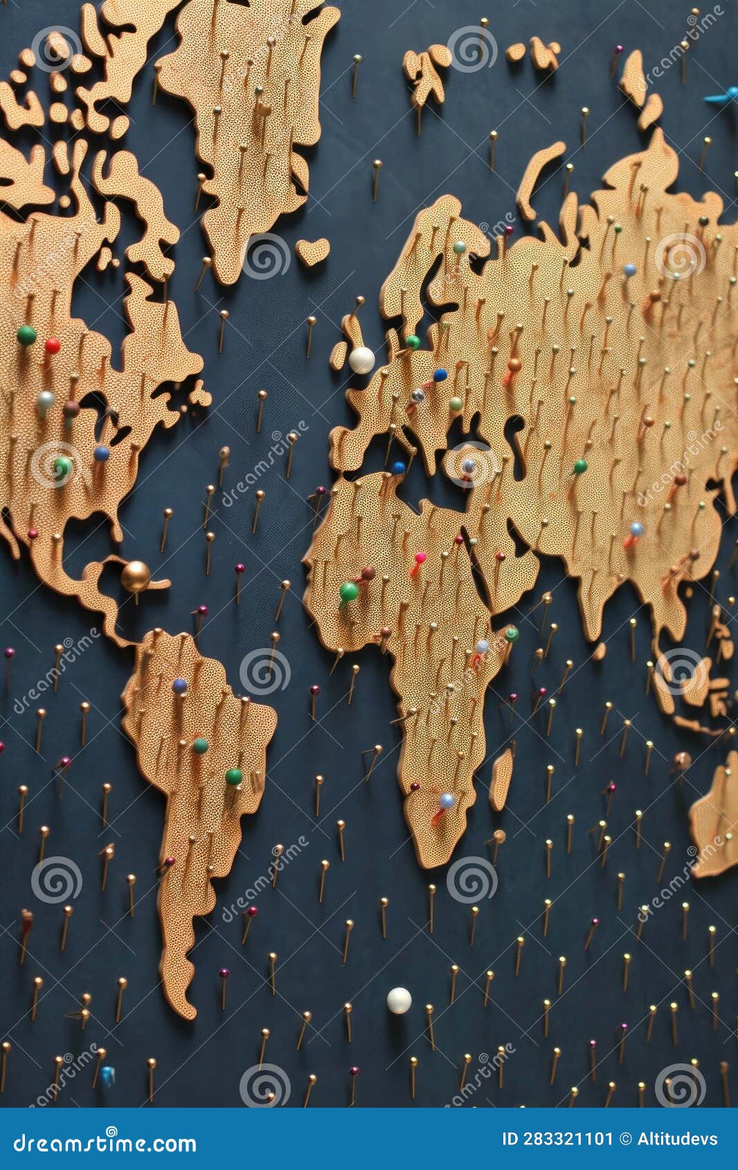 World Map with Pins Marking Famous Landmarks Stock Illustration ...