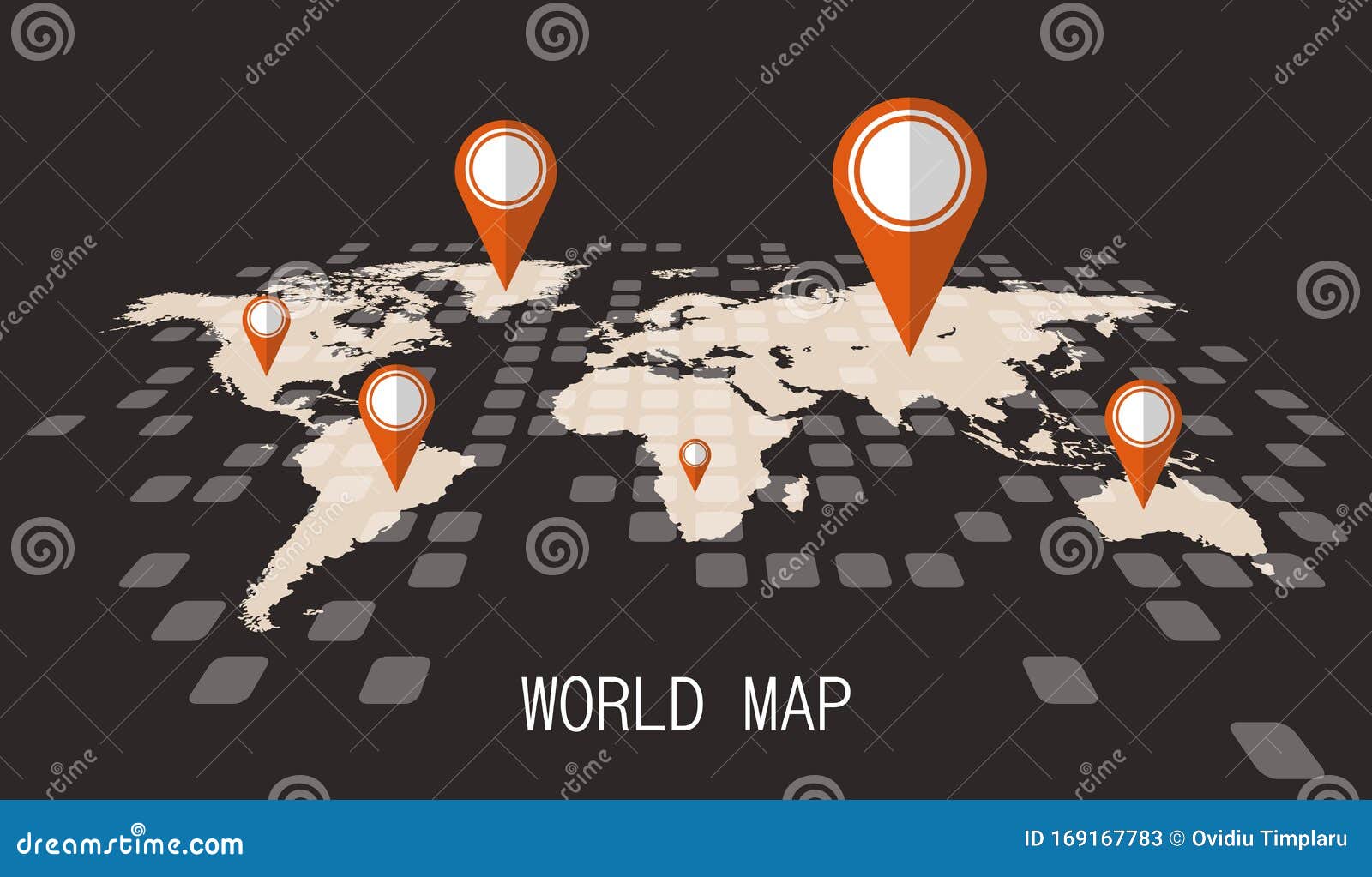 World Map with Pins Vector Illustration Isolated Stock Vector ...