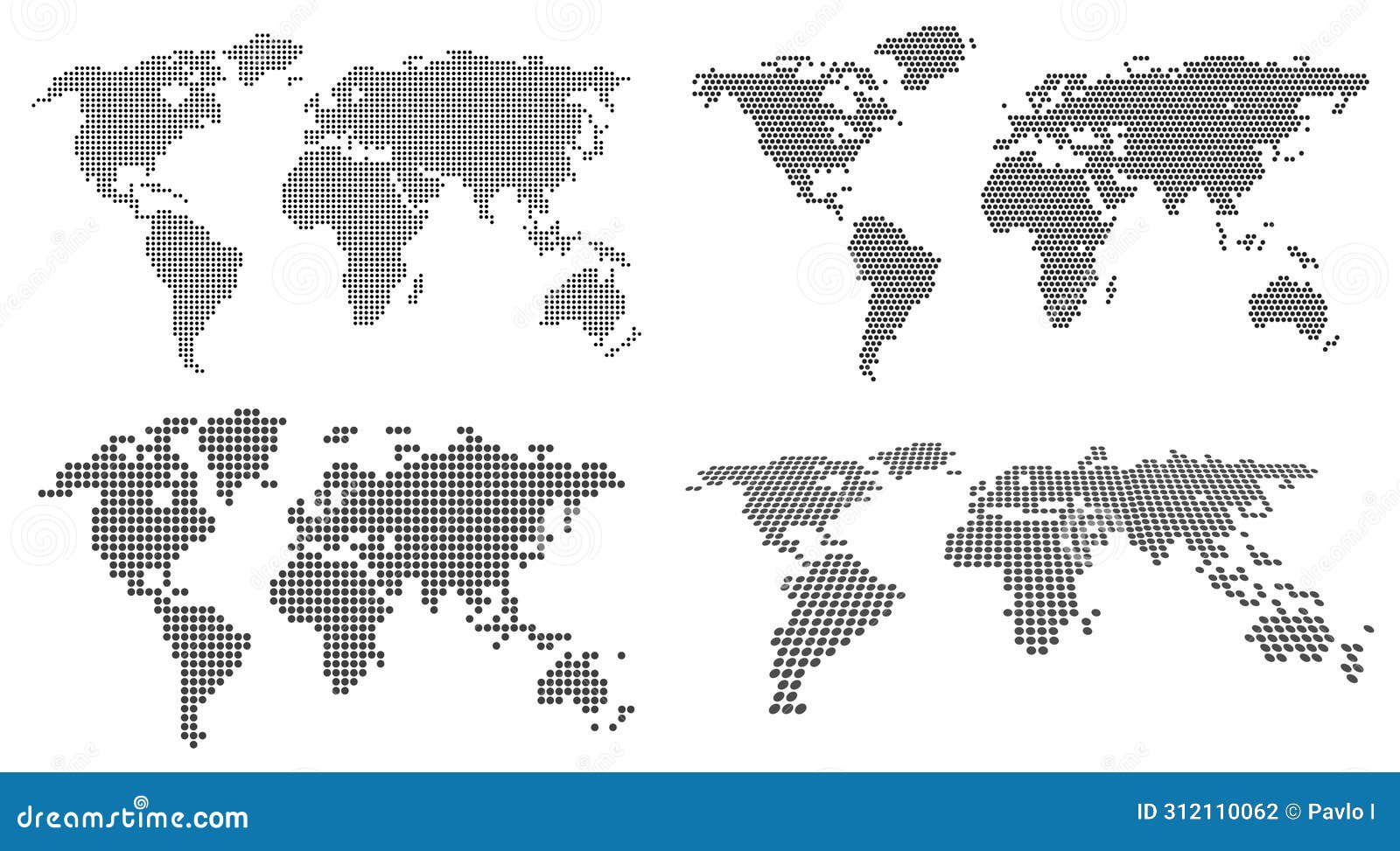 World Map with Pixels, Set Map of the World from Dots Stock Vector ...