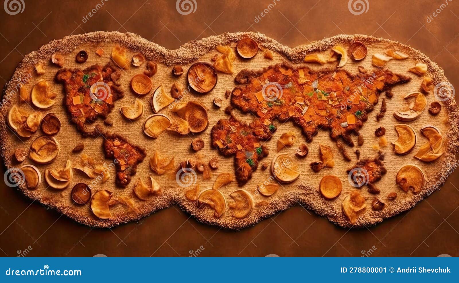 World Map Pizza Background. Generative AI Stock Illustration ...