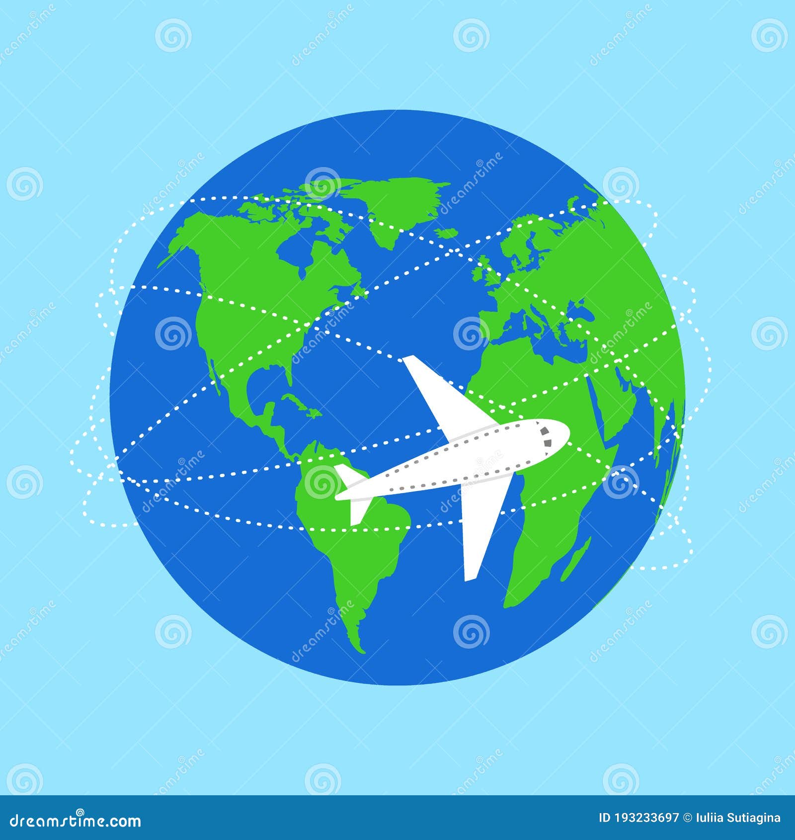 World Map And Plane Flight Planet And Trajectory Flight Path