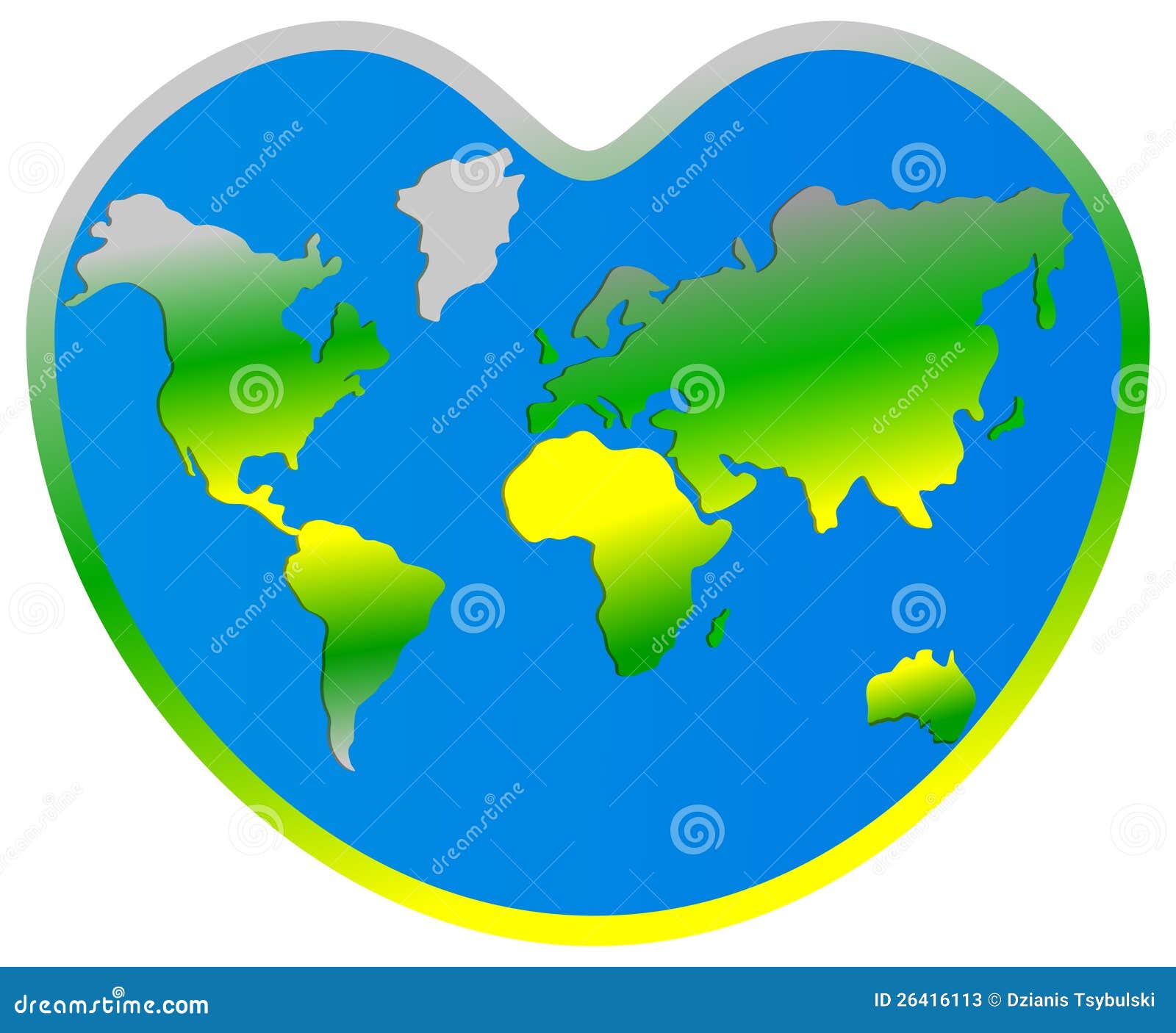 World Map Planet Earth in Heart Stock Vector - Illustration of concept ...