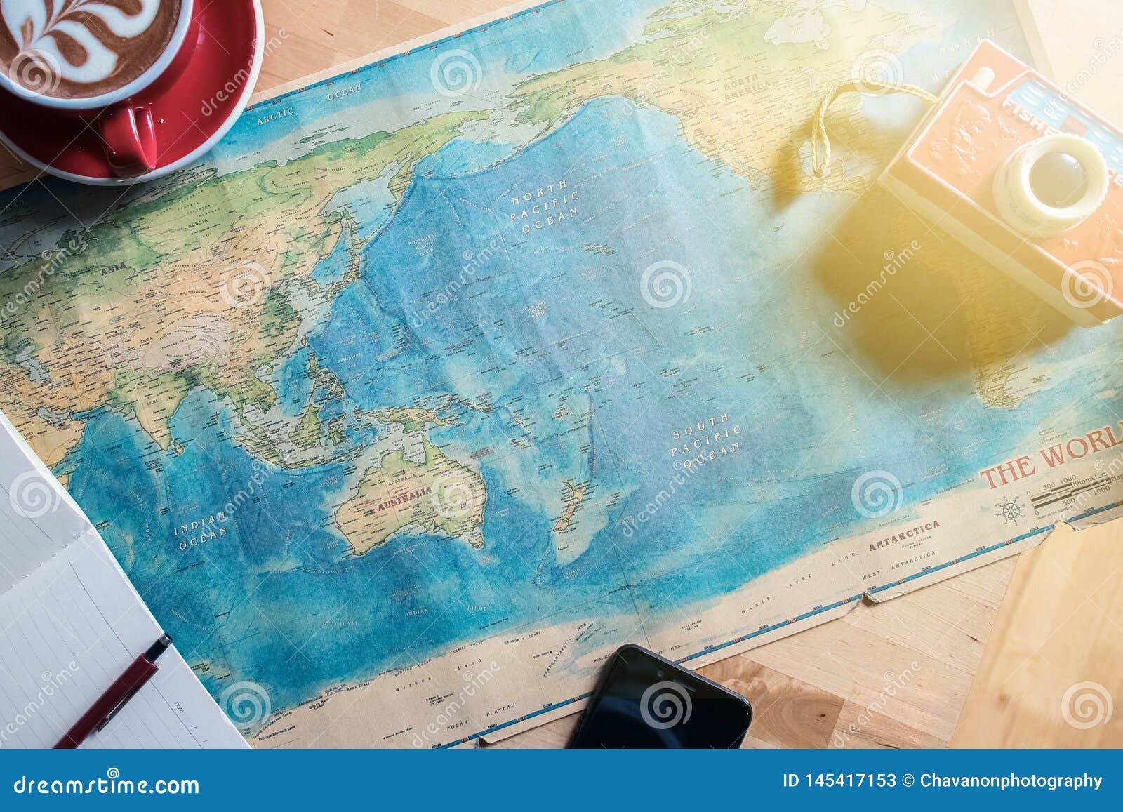 World Map . Planning Vacation Stock Image - Image of table, concept ...