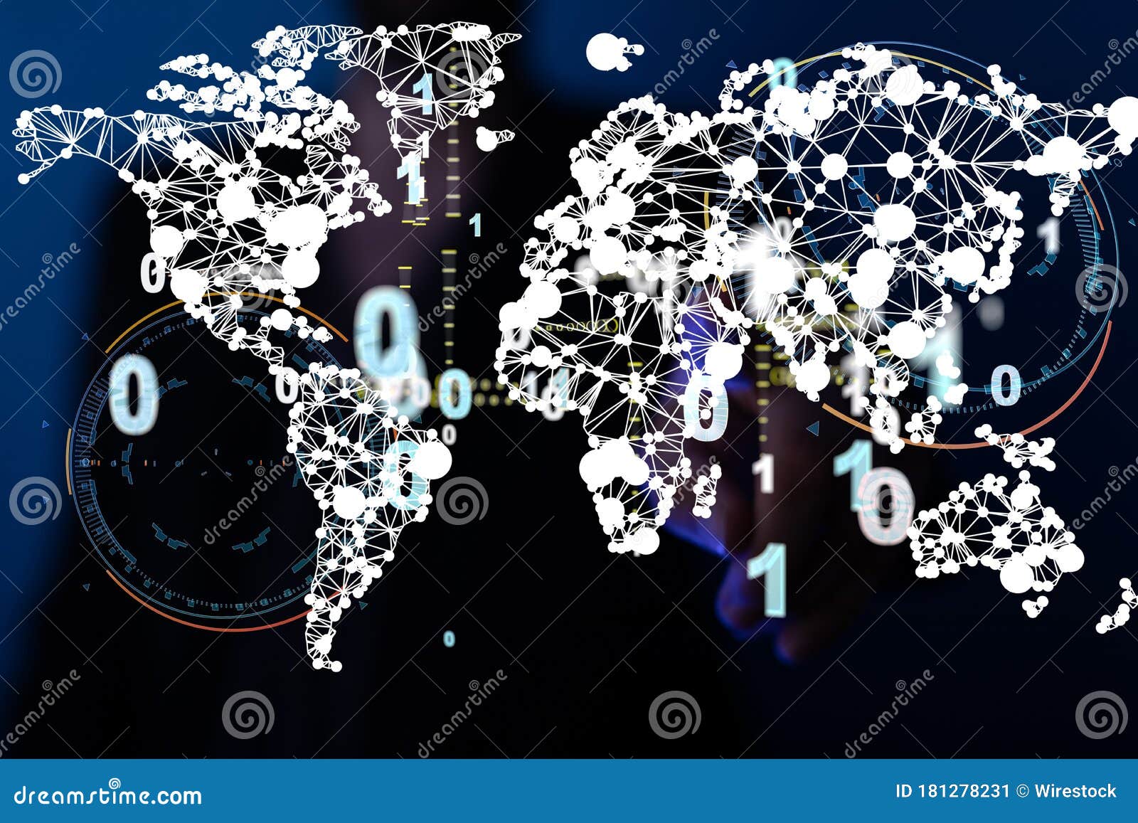 A World Map Point, Line, Composition, Representing the Global Stock ...