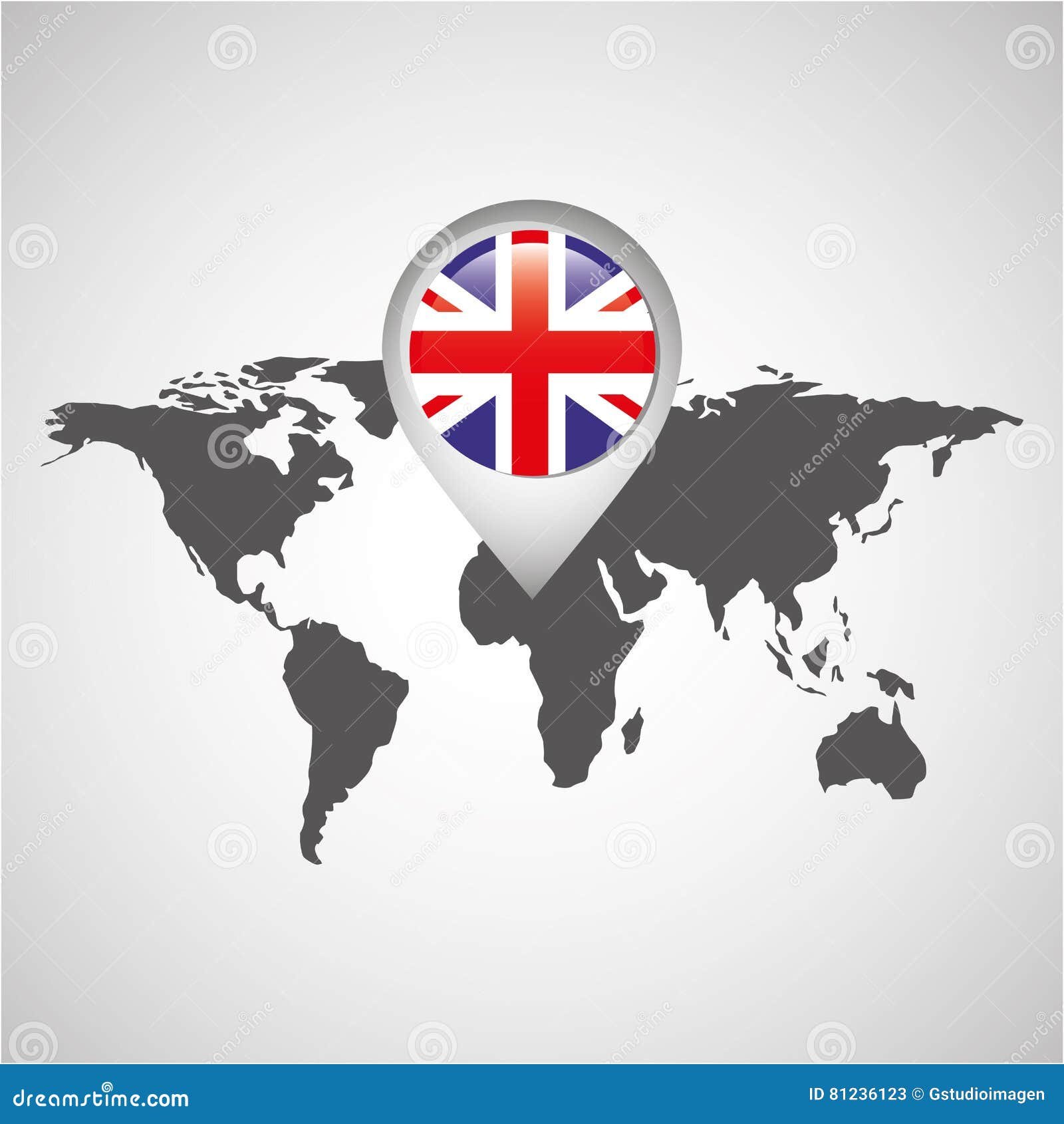 World Map with Pointer Flag England Stock Vector - Illustration of ...