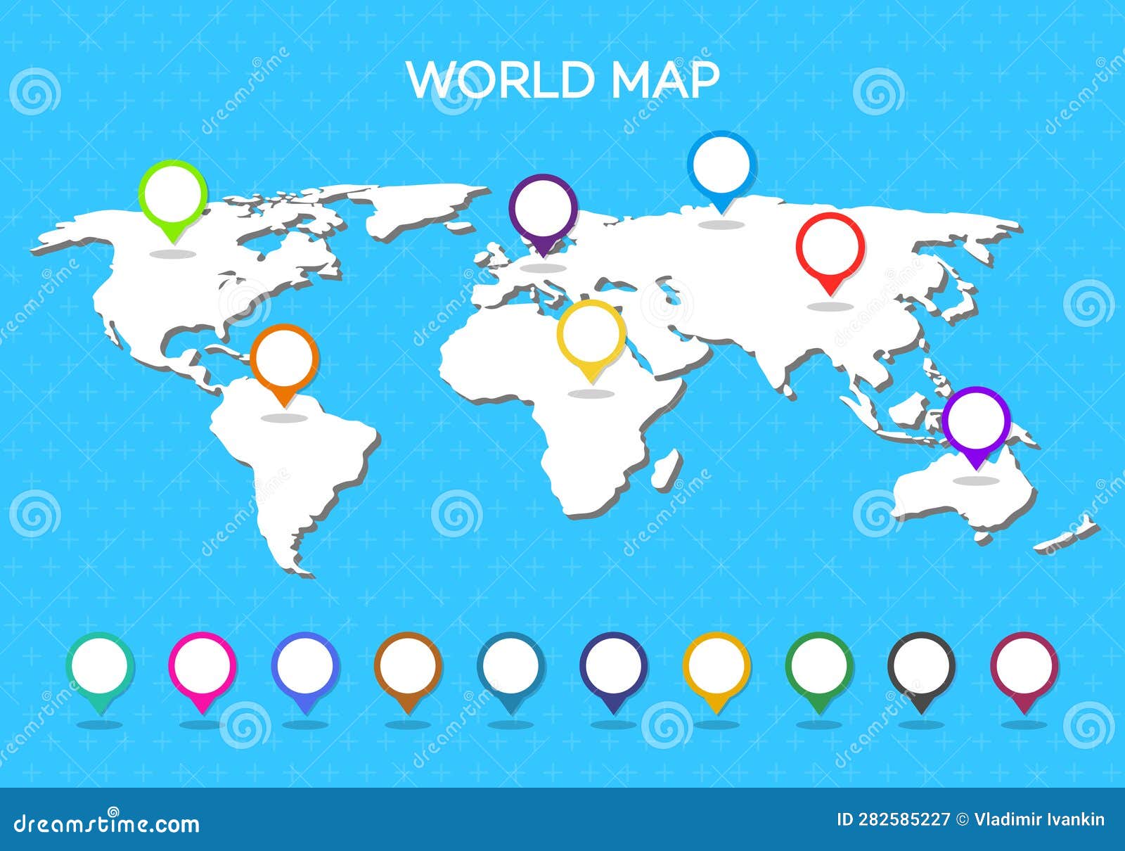 World Map with Pointer Isolated on Blue Background. Stock Vector ... World Map with Pointer Isolated on Blue Background. Stock Vector ...