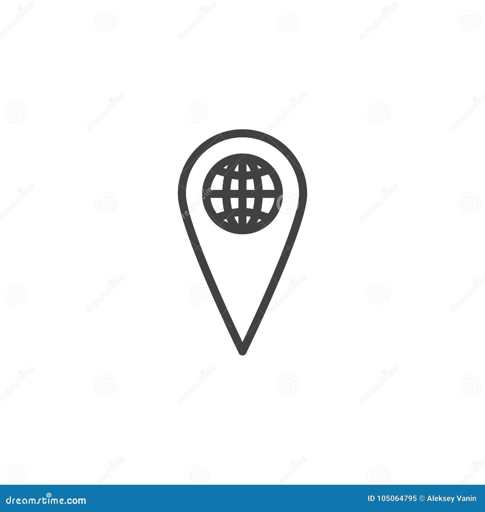 World Map Pointer Line Icon Stock Vector - Illustration of flat, planet: 105064795