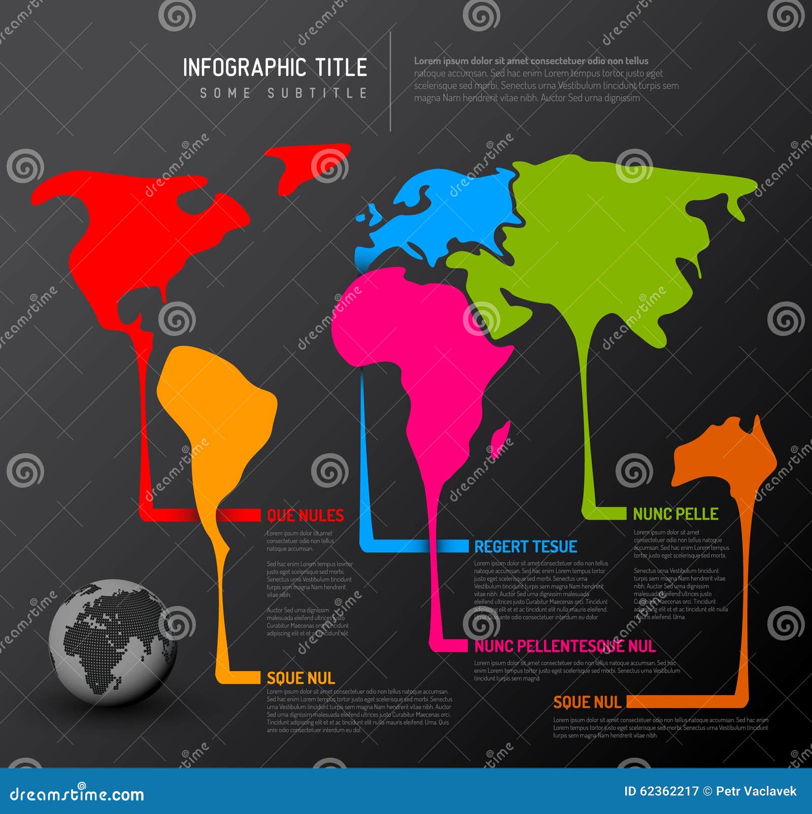 World Map with Pointer Marks Stock Illustration - Illustration of ...