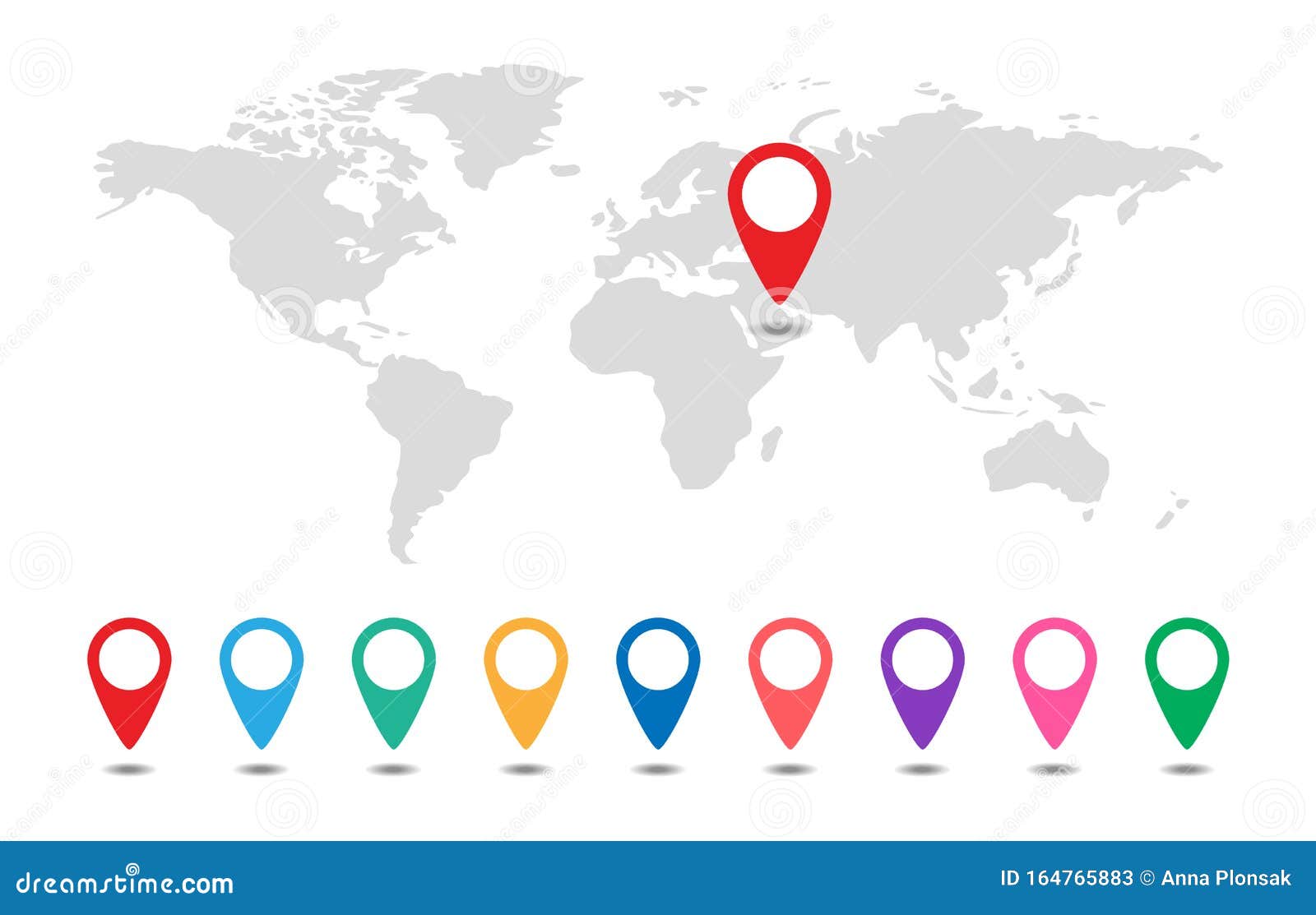 World map with pointers stock illustration. Illustration of folded - 164765883