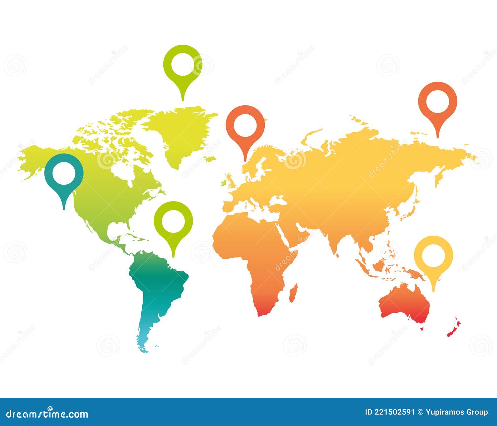 World map with pointers stock vector. Illustration of global - 221502591