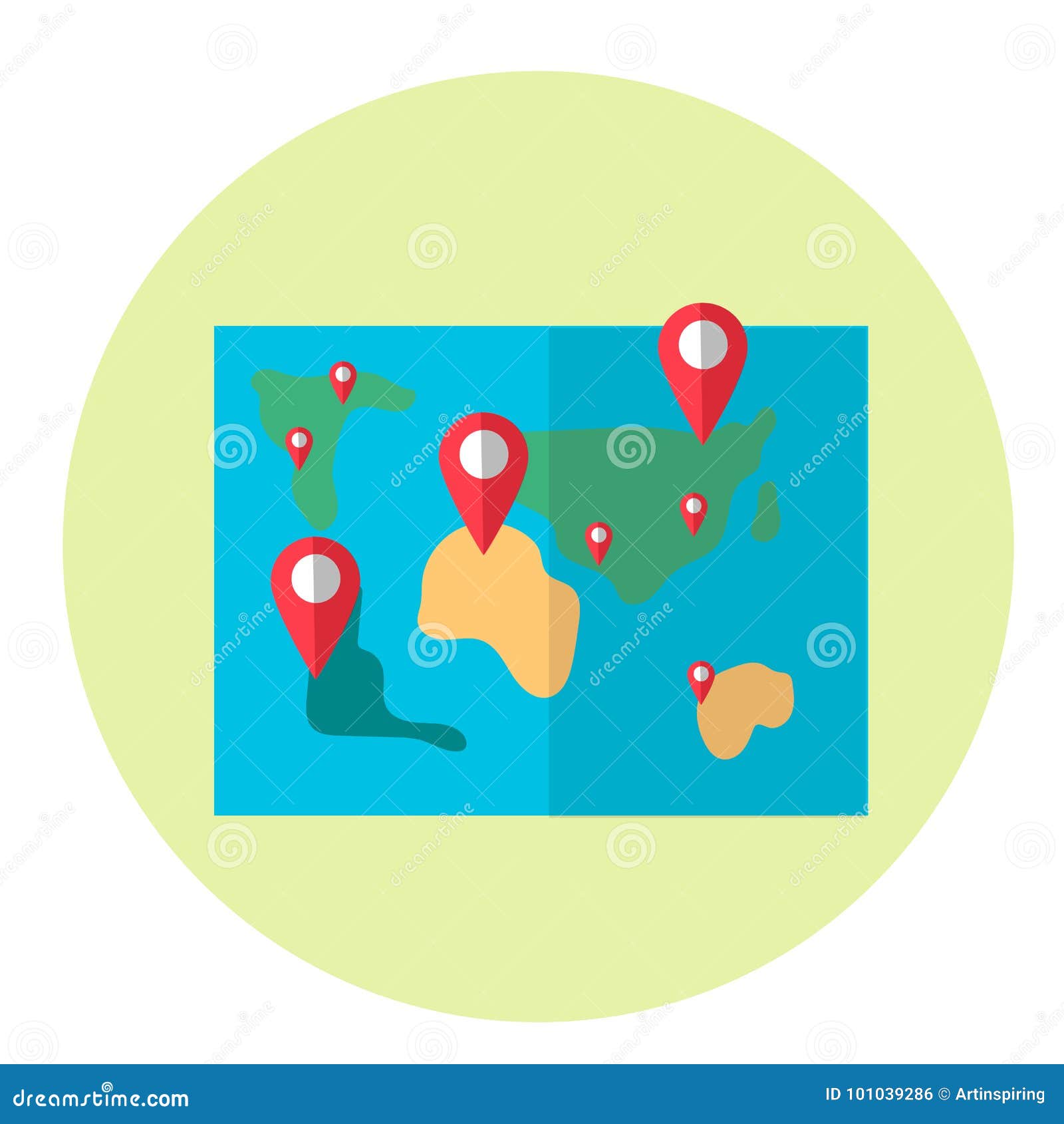 World map with pointers. stock vector. Illustration of modern - 101039286