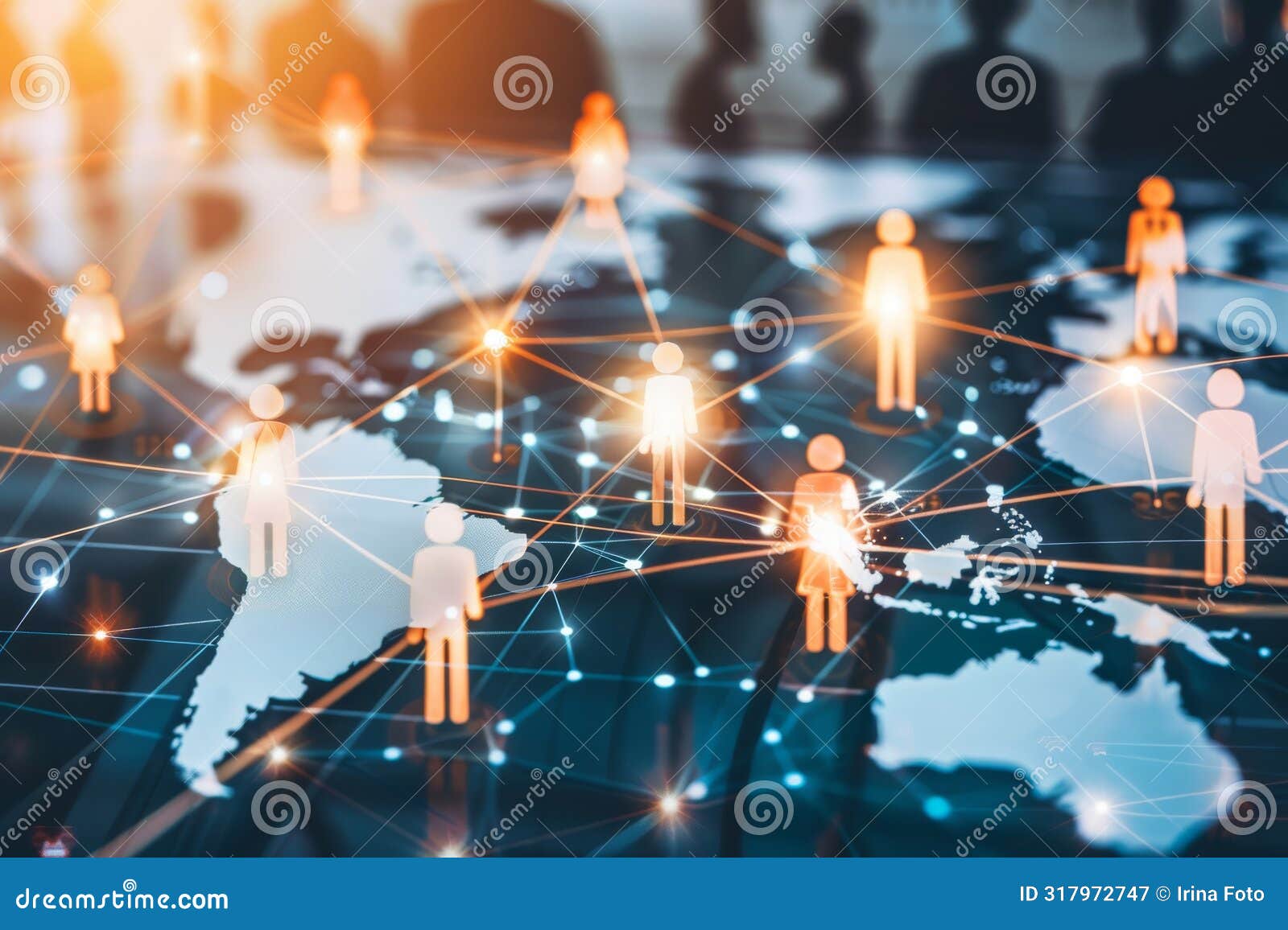 World Map with Points and Lines Connecting People Stock Image - Image ...
