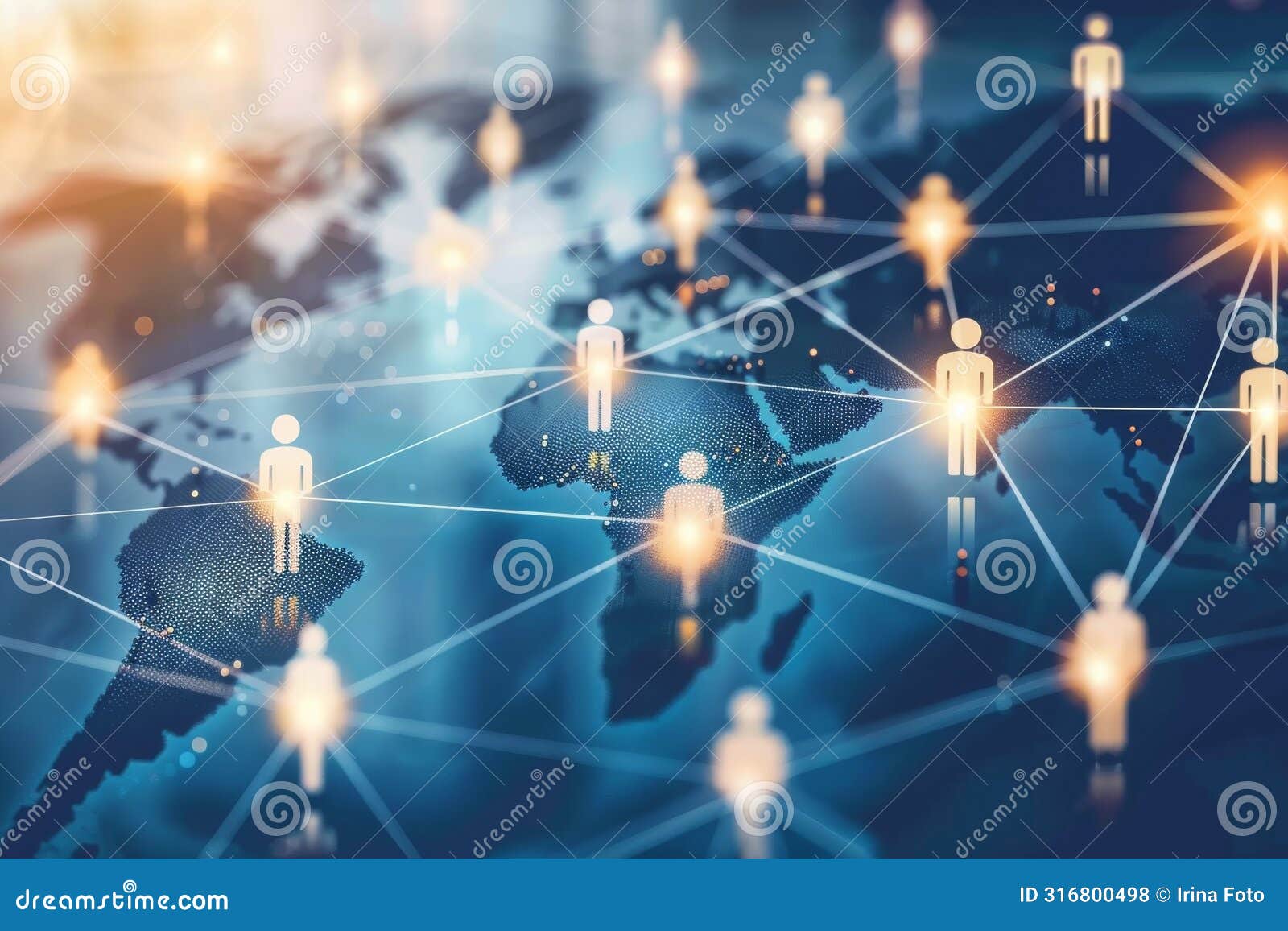 World Map with Points and Lines Connecting People Stock Photo - Image ...