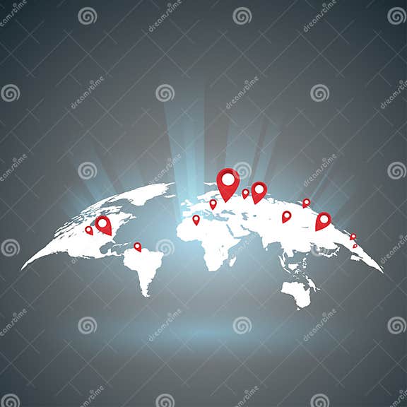 World map with points stock vector. Illustration of concept - 68521059