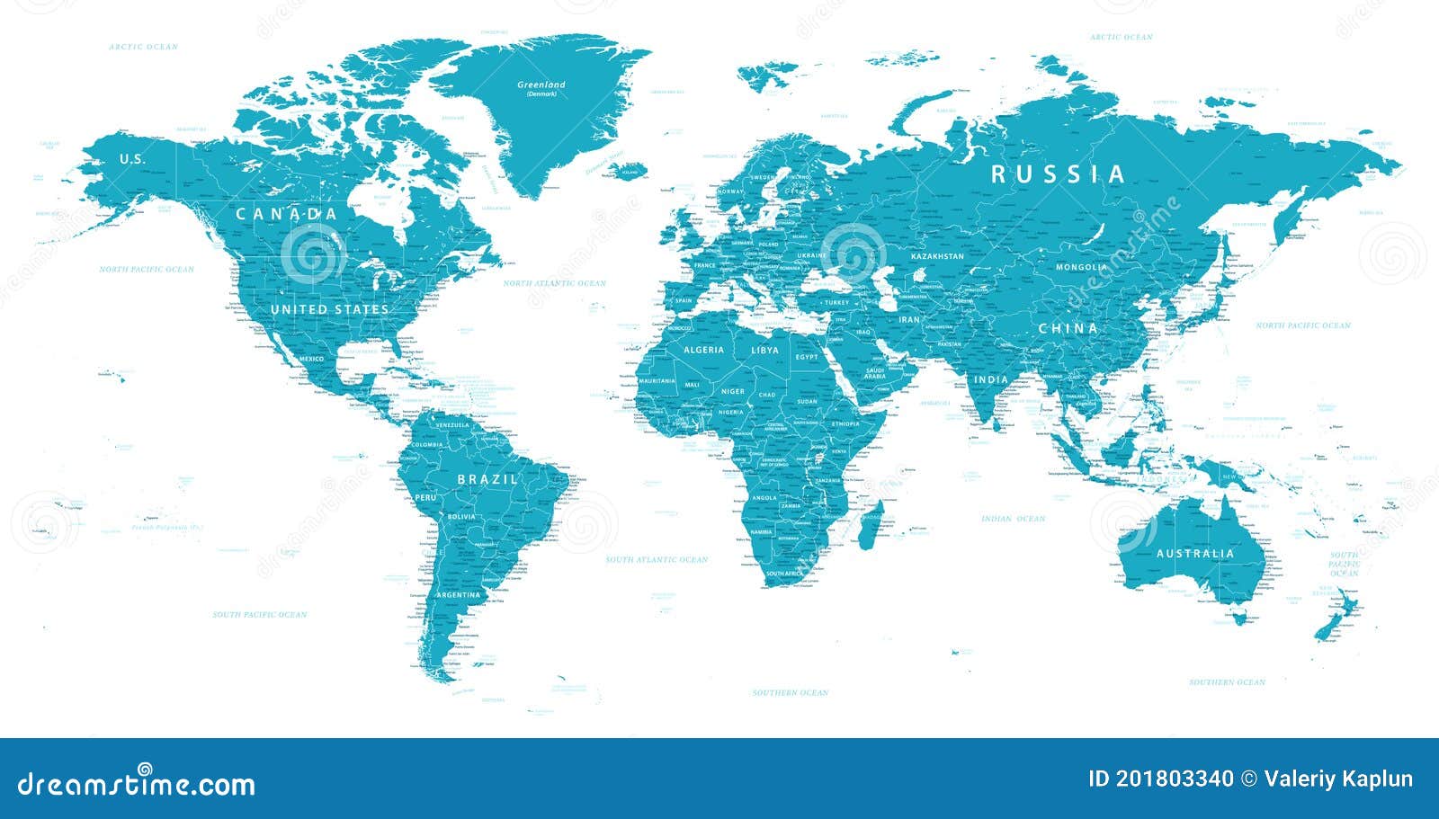 World Map Political - Illustration. Highly Detailed Map of the World ...