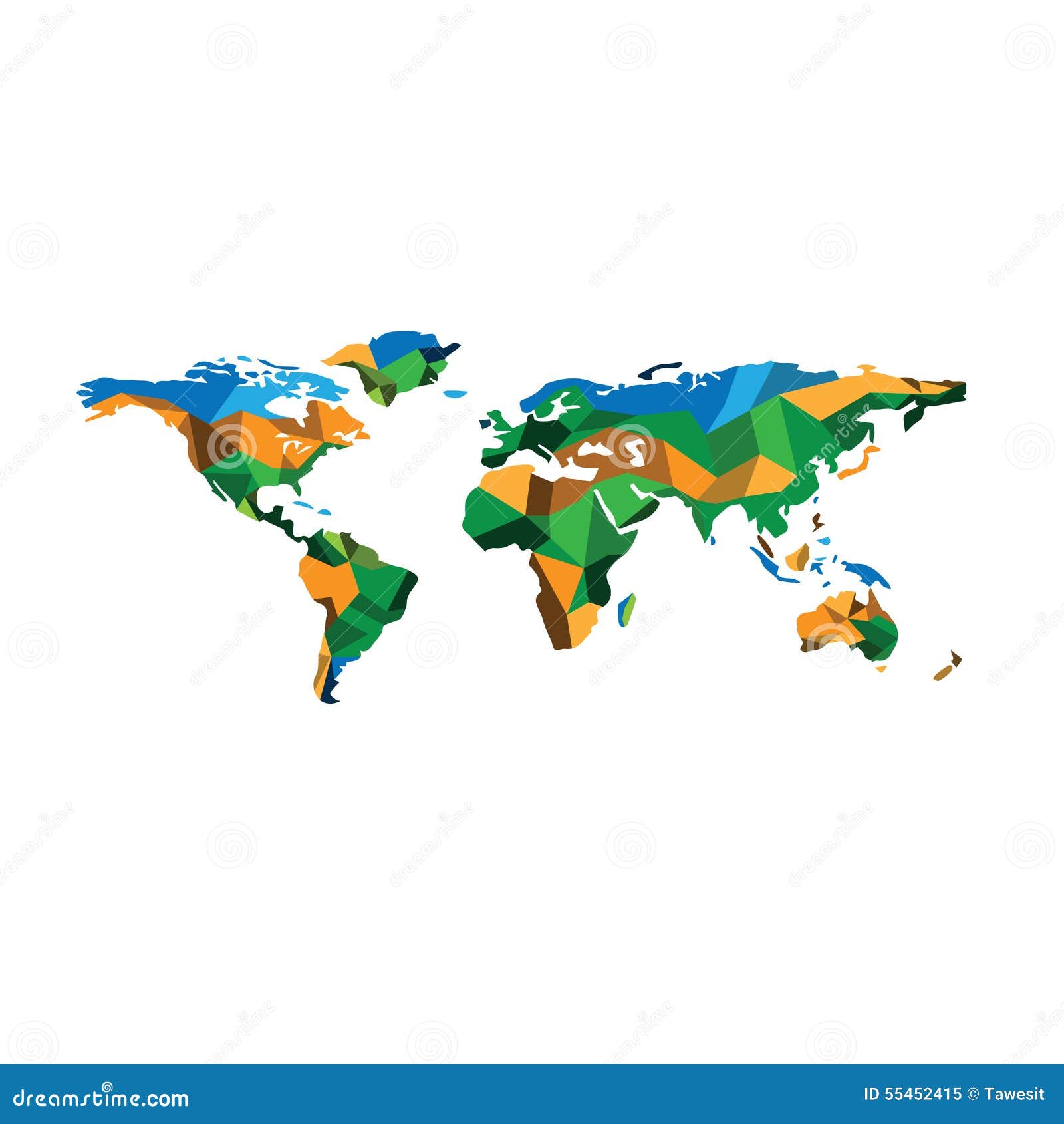 World Map Polygon Geographic Color Stock Vector - Illustration of ...
