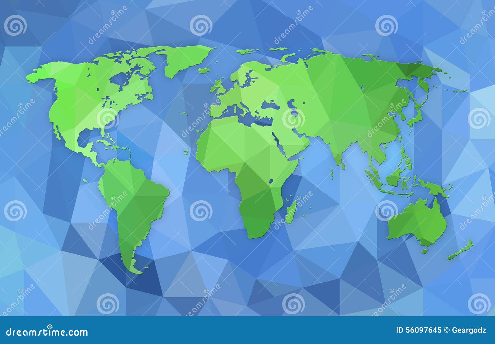 World Map in Polygonal Style Stock Illustration - Illustration of ...