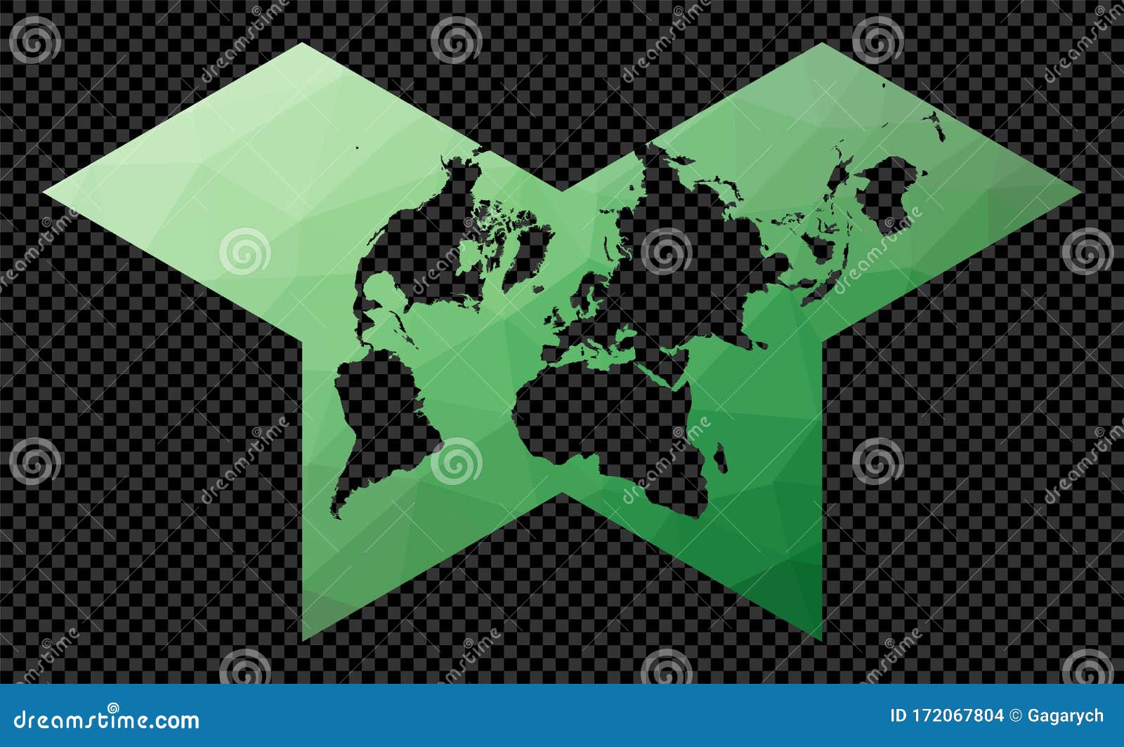 World Map. Polyhedral Butterfly Projection. Vector Illustration ...