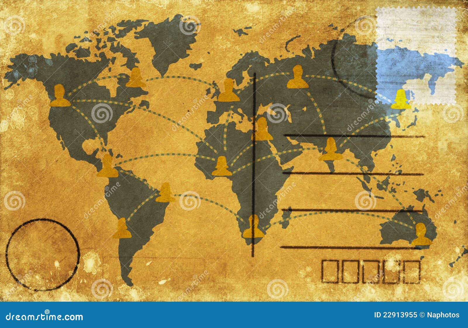 World Map Postcard Royalty-Free Stock Photo | CartoonDealer.com #22913955