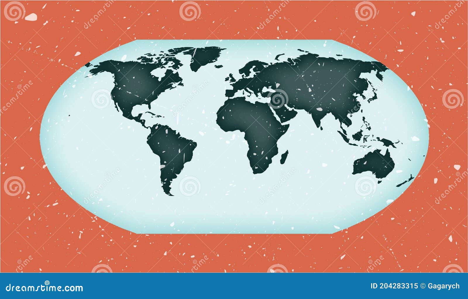 World Map Poster. Wagner VI Projection Stock Vector - Illustration of ...