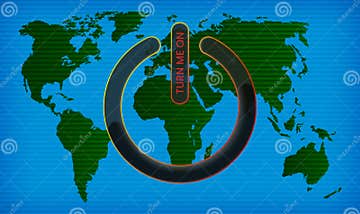 World Map with Power Button Stock Vector - Illustration of 1980 ...