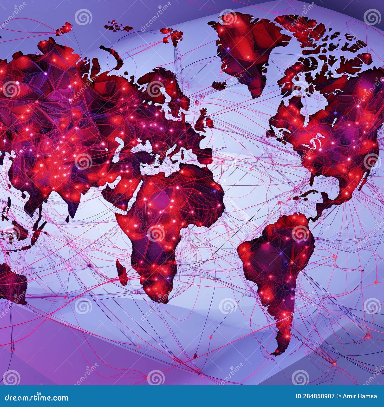 World map with purple glow stock illustration. Illustration of globe ...