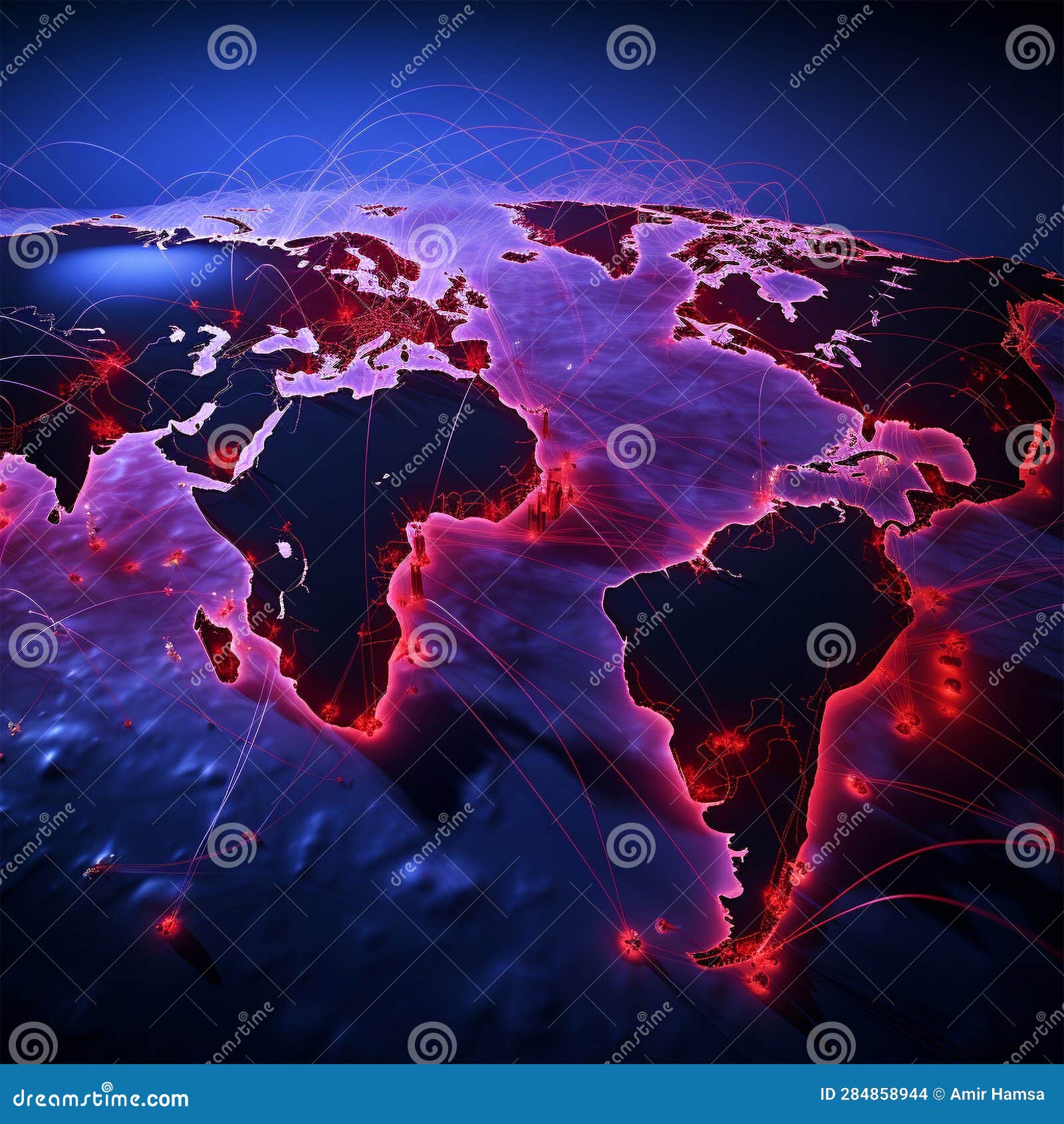 World map with purple glow stock illustration. Illustration of globe ...