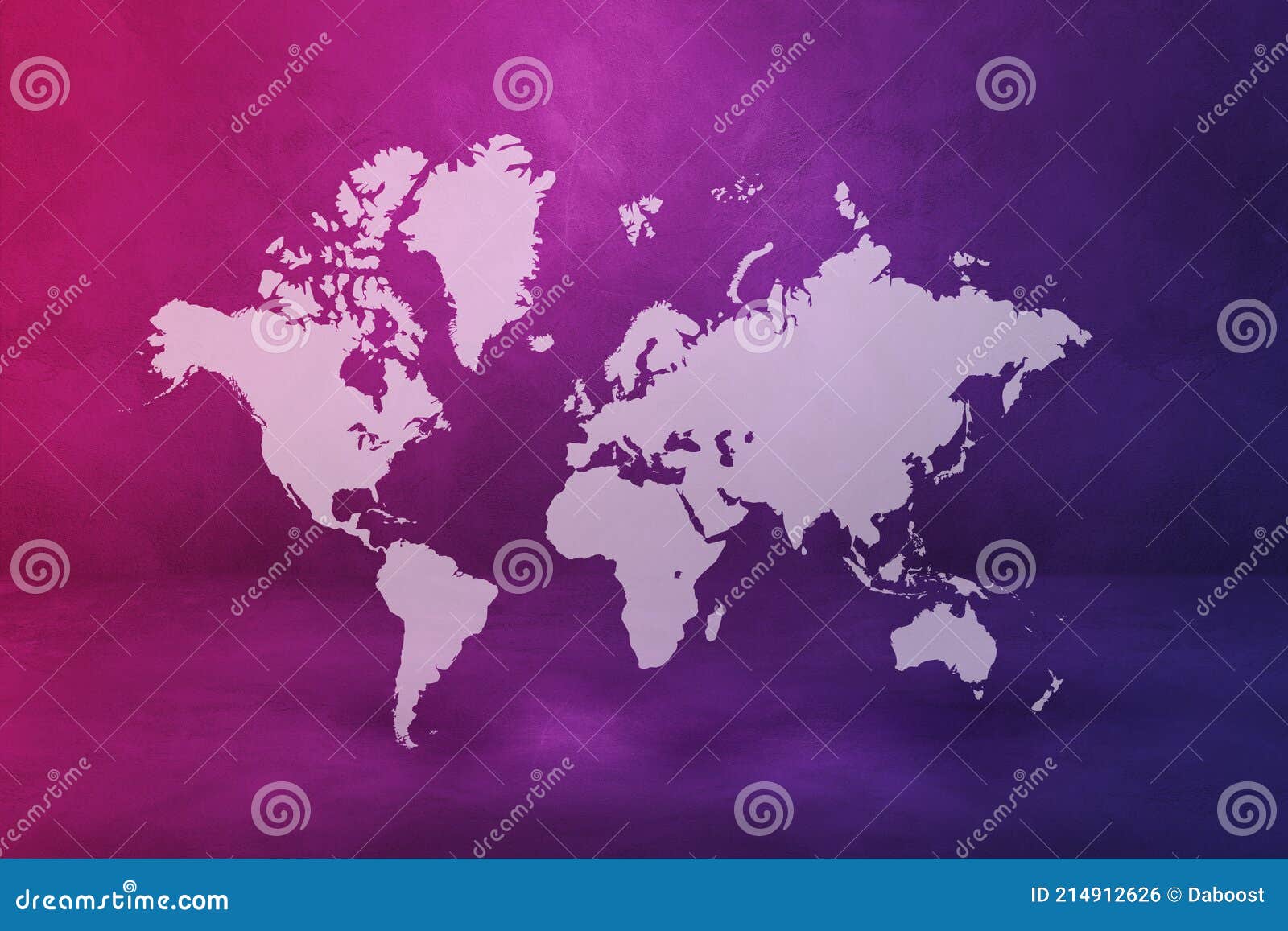 World Map on Purple Wall Background. 3D Illustration Stock Illustration ...