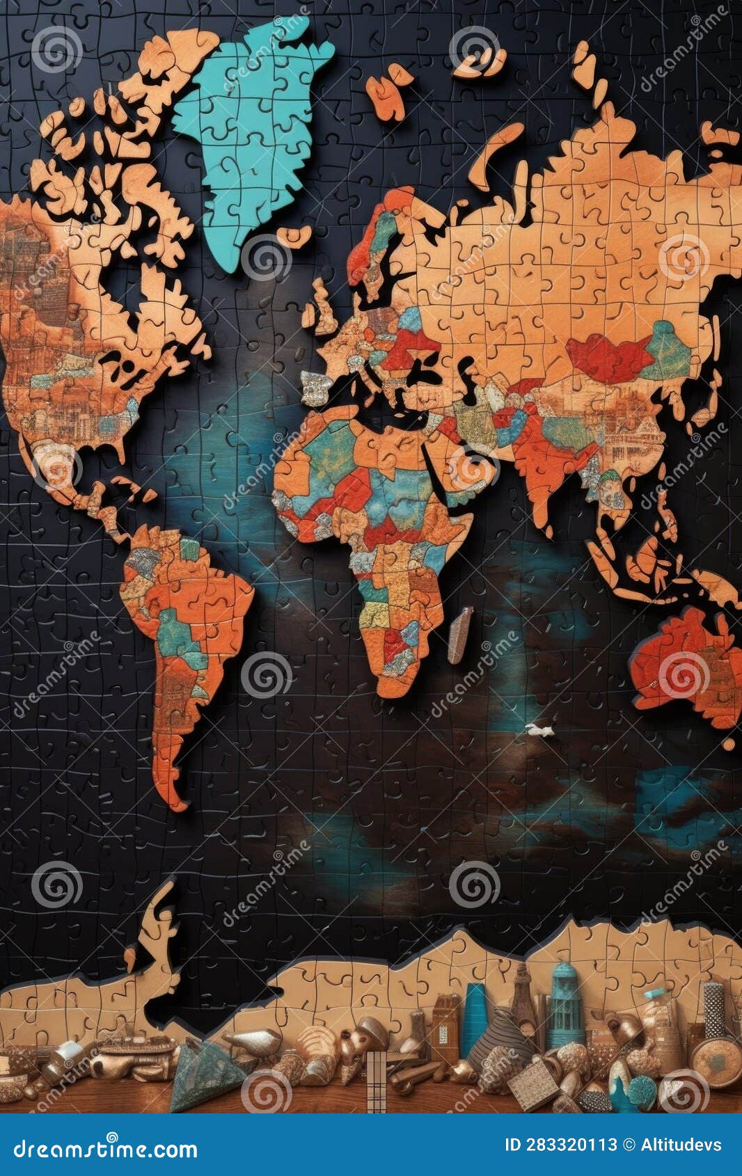 World Map Puzzle with Missing Pieces Stock Illustration - Illustration ...