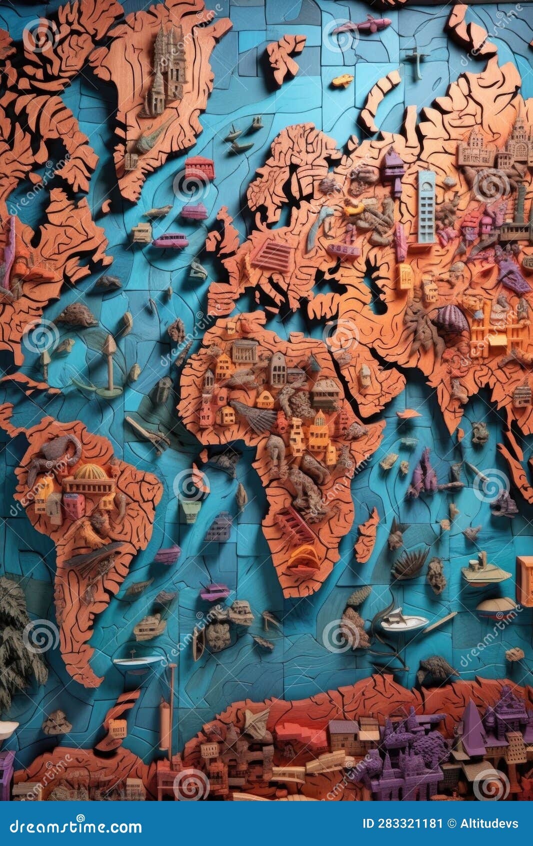 World Map Puzzle with Missing Pieces Stock Illustration - Illustration ...