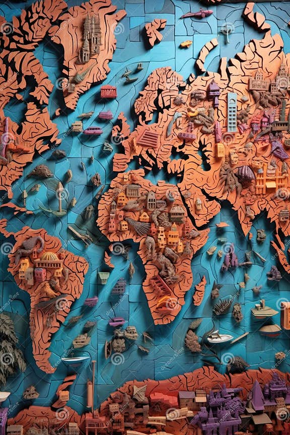 World Map Puzzle with Missing Pieces Stock Illustration - Illustration ...