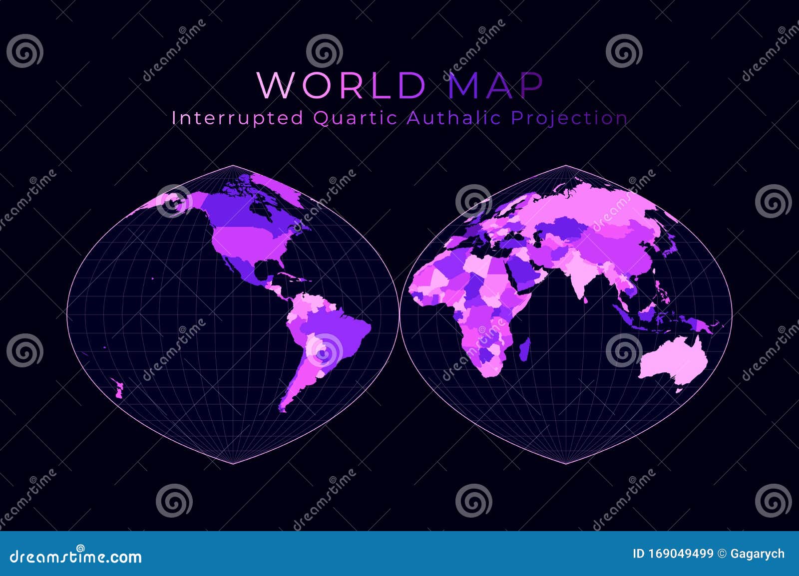 World Map. Quartic Authalic Projection. Stock Vector - Illustration of ...