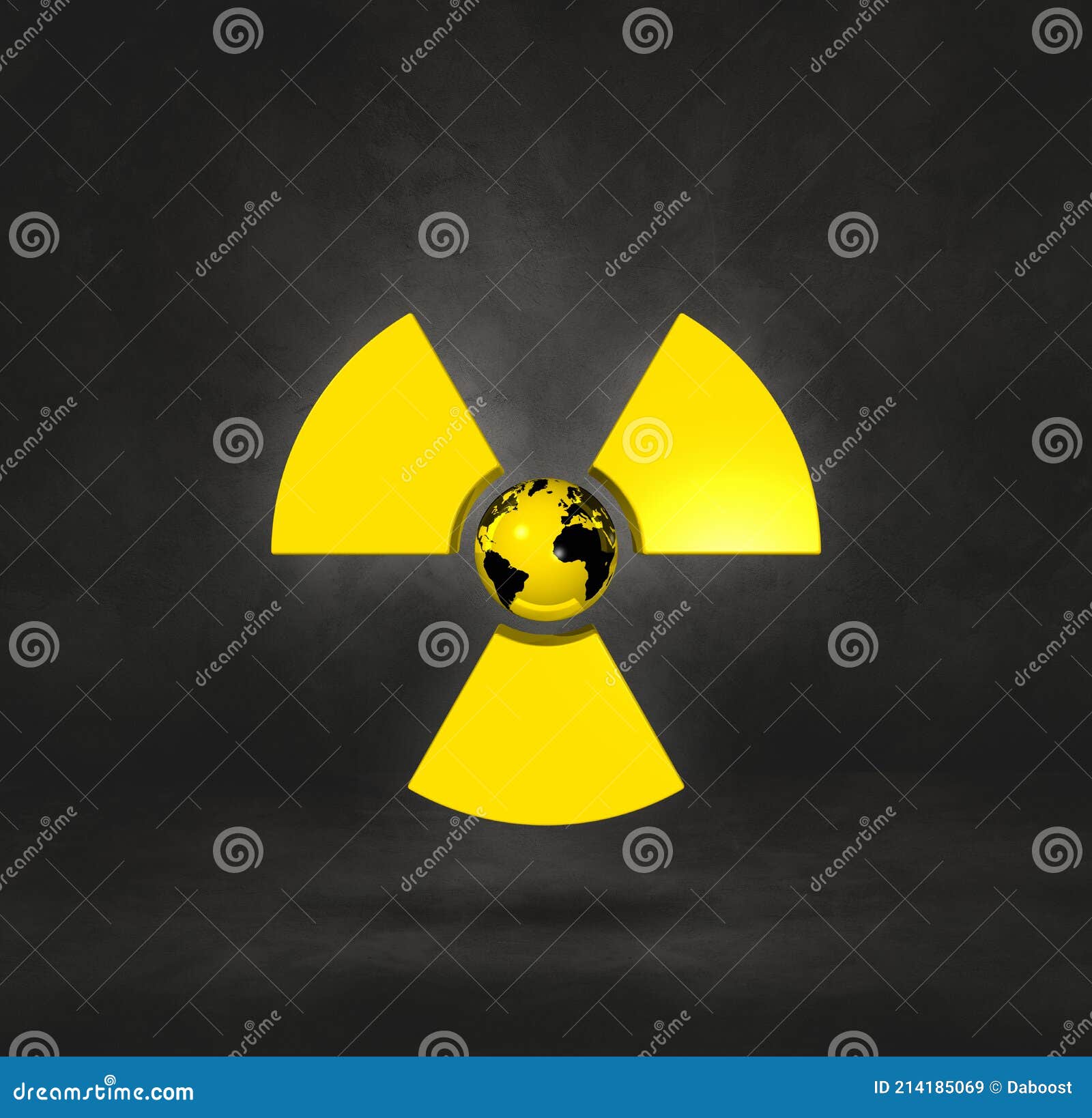 World Map On Radioactive Symbol. Black Studio Background Royalty-Free ...