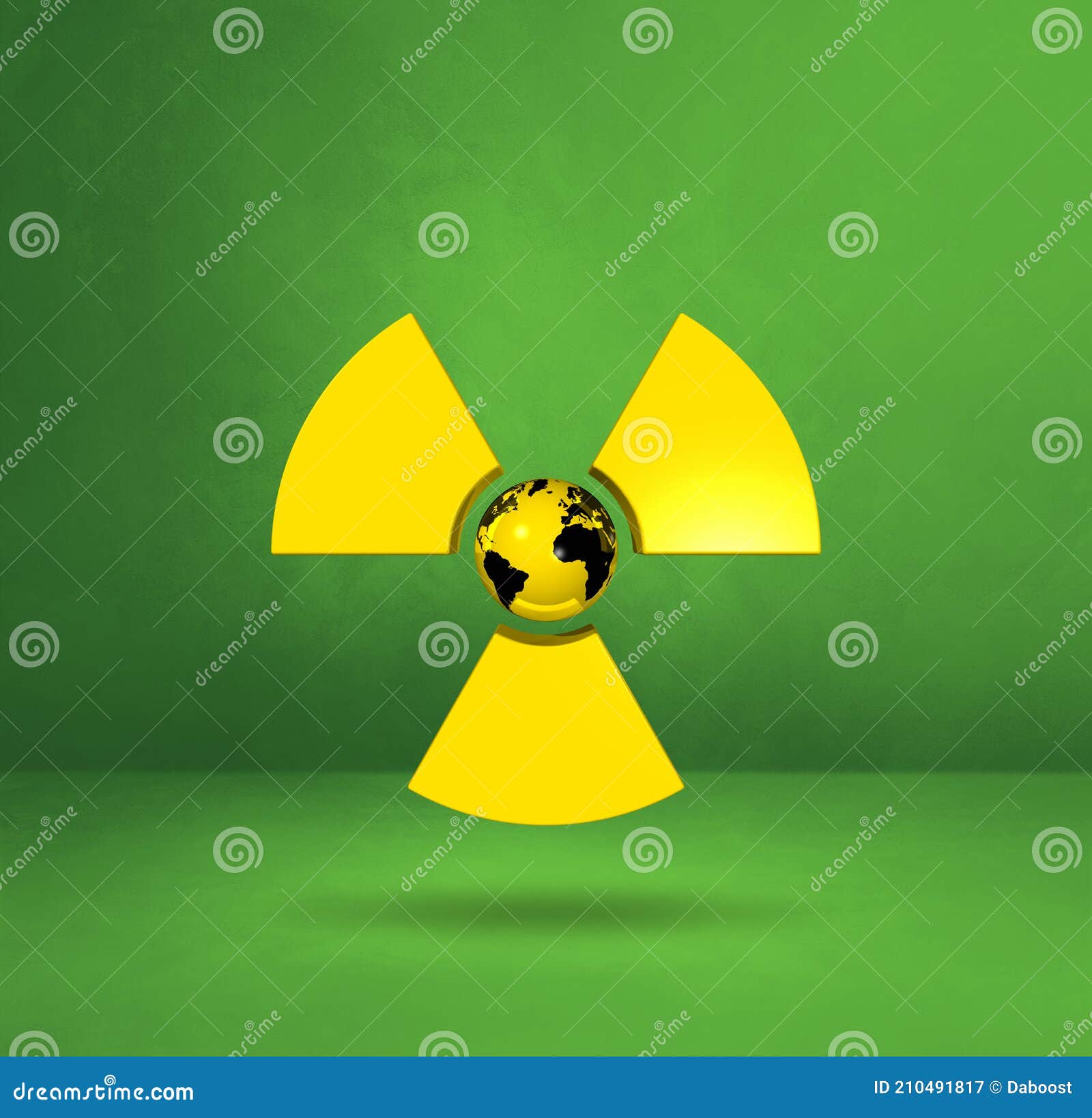 World Map on Radioactive Symbol. Green Studio Background Stock ...