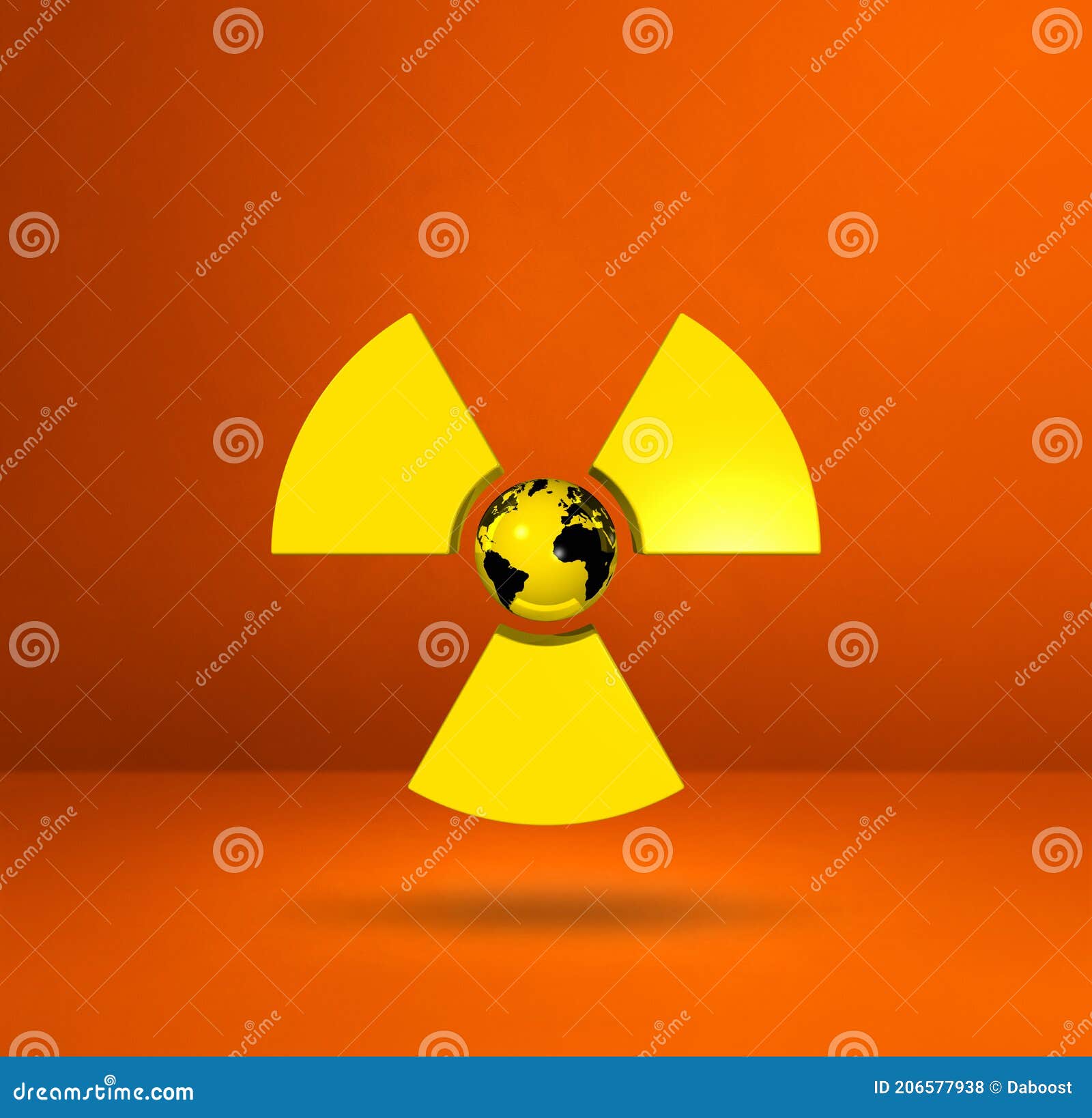 World Map On Radioactive Symbol. Black Studio Background Royalty-Free ...
