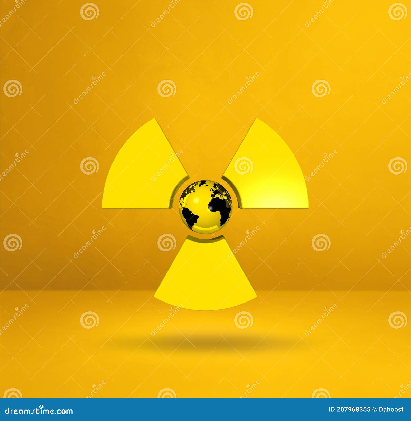 World Map On Radioactive Symbol. Yellow Studio Background Royalty-Free ...